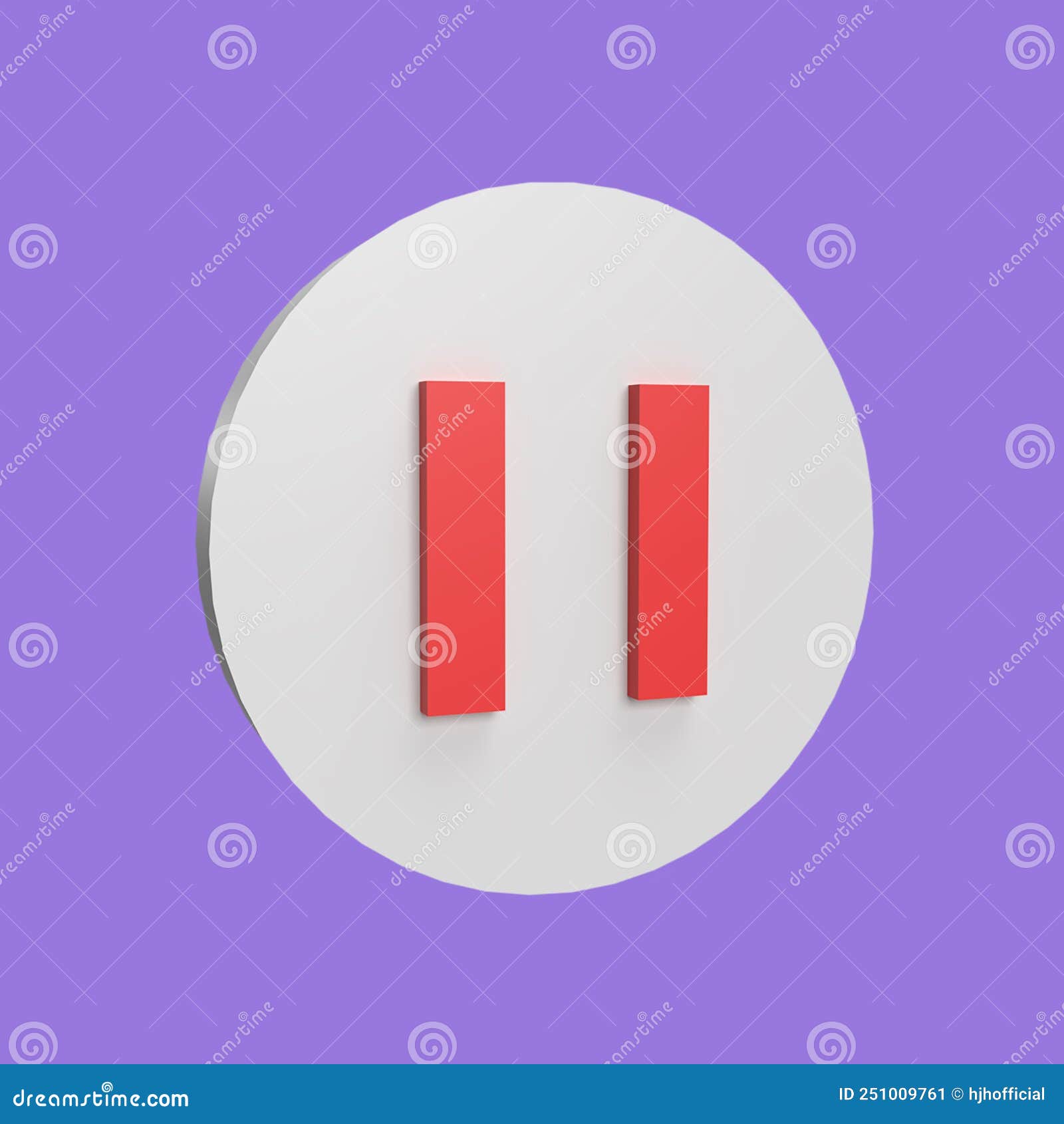 Pause Button 3d Icon Model Cartoon Style Concept. Render Illustration ...