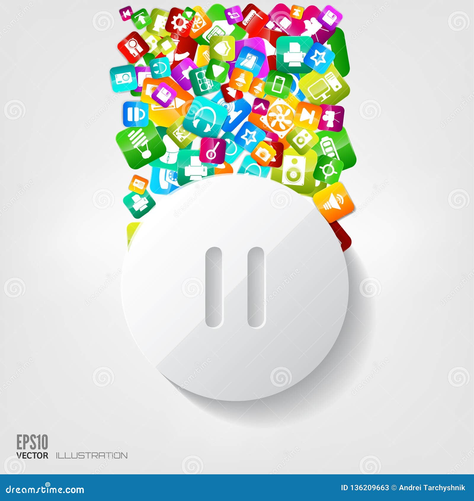 Pause Button Icon. Application Button.Social Media and Cloud Computing ...