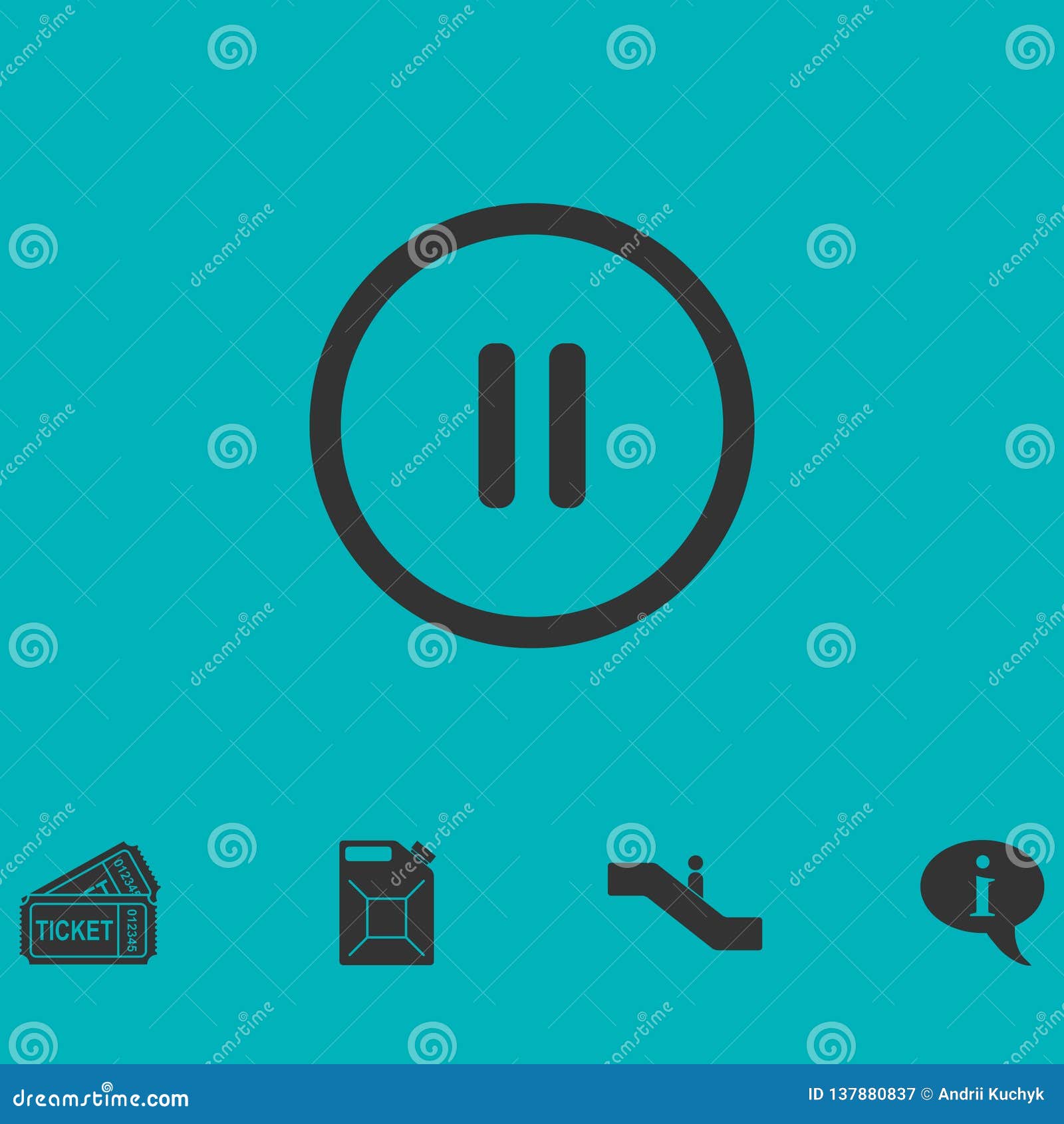 Pause button icon flat stock vector. Illustration of control - 137880837