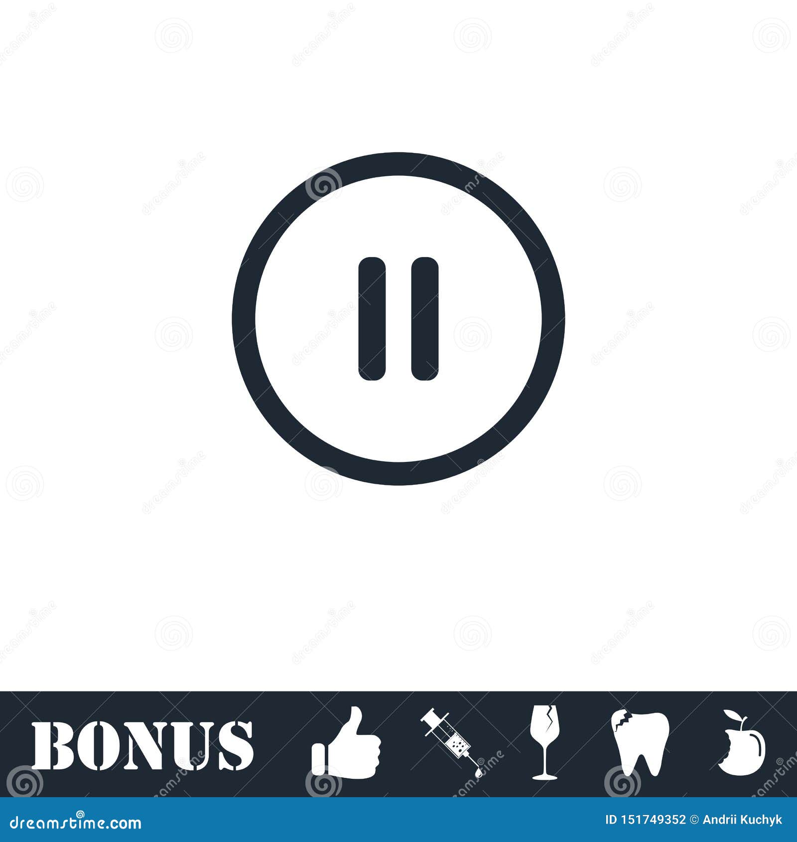 Pause button icon flat stock vector. Illustration of graphic - 151749352