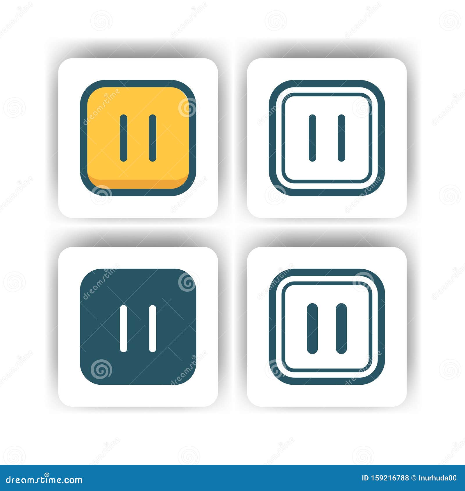 Pause Button Icon for Mobile, Web, and Presentation with Flat Color ...