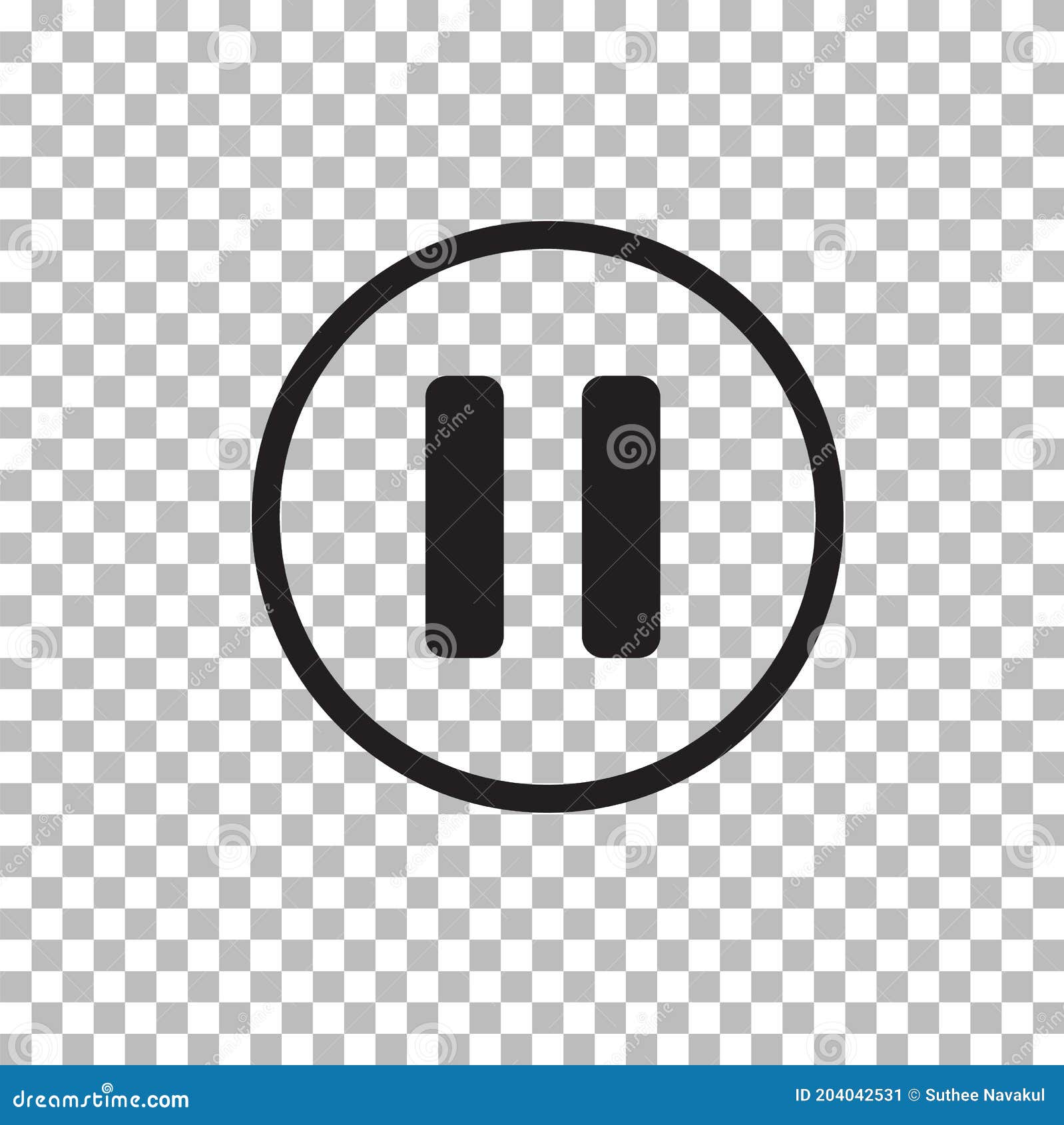 Pause Button Icon on Transparent Background. Pause Button Sign. Flat ...