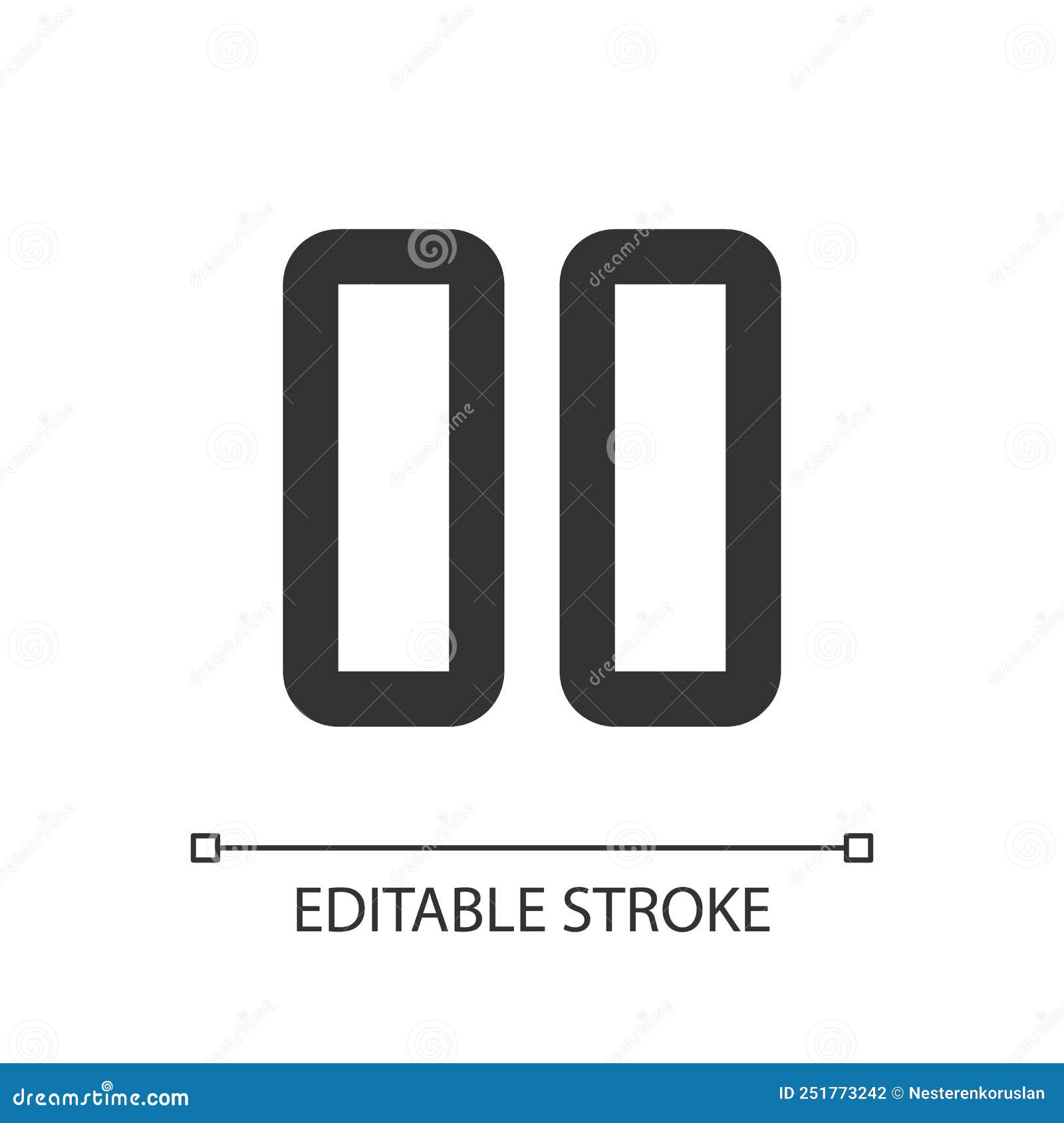 Pause Button Pixel Perfect Linear Ui Icon Stock Vector - Illustration ...