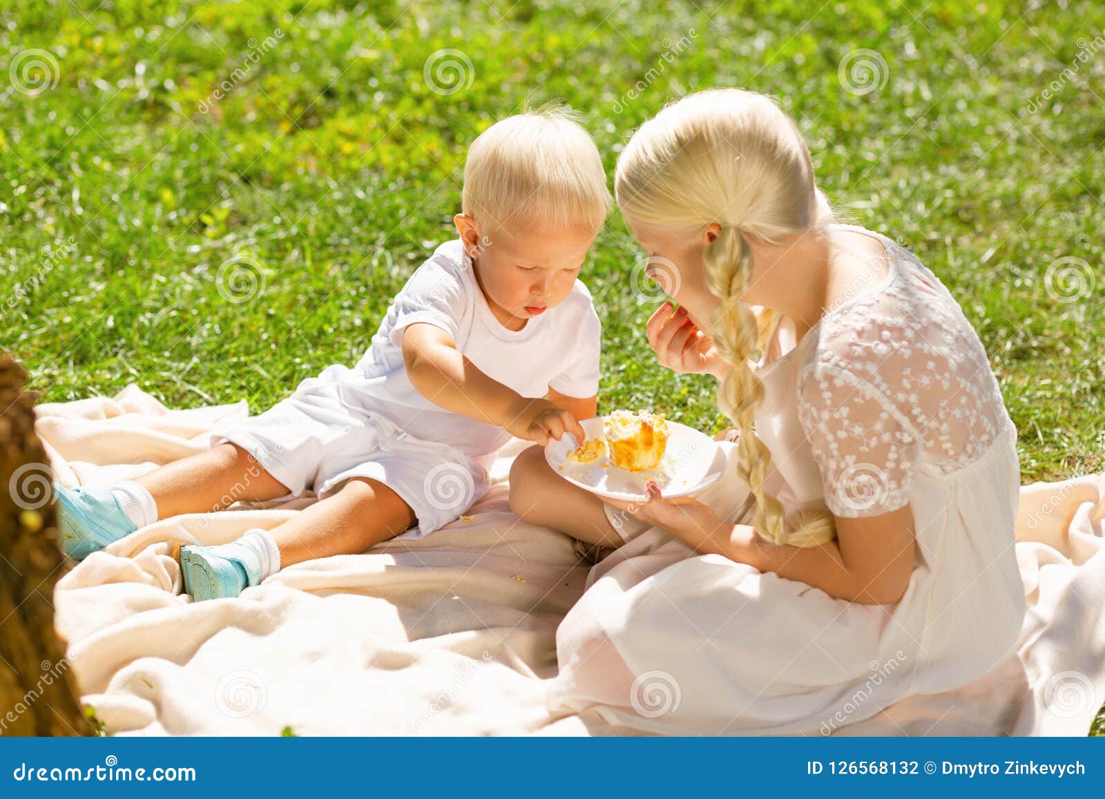 Calm Children Eating Sweets in the Park Stock Photo - Image of outdoor ...