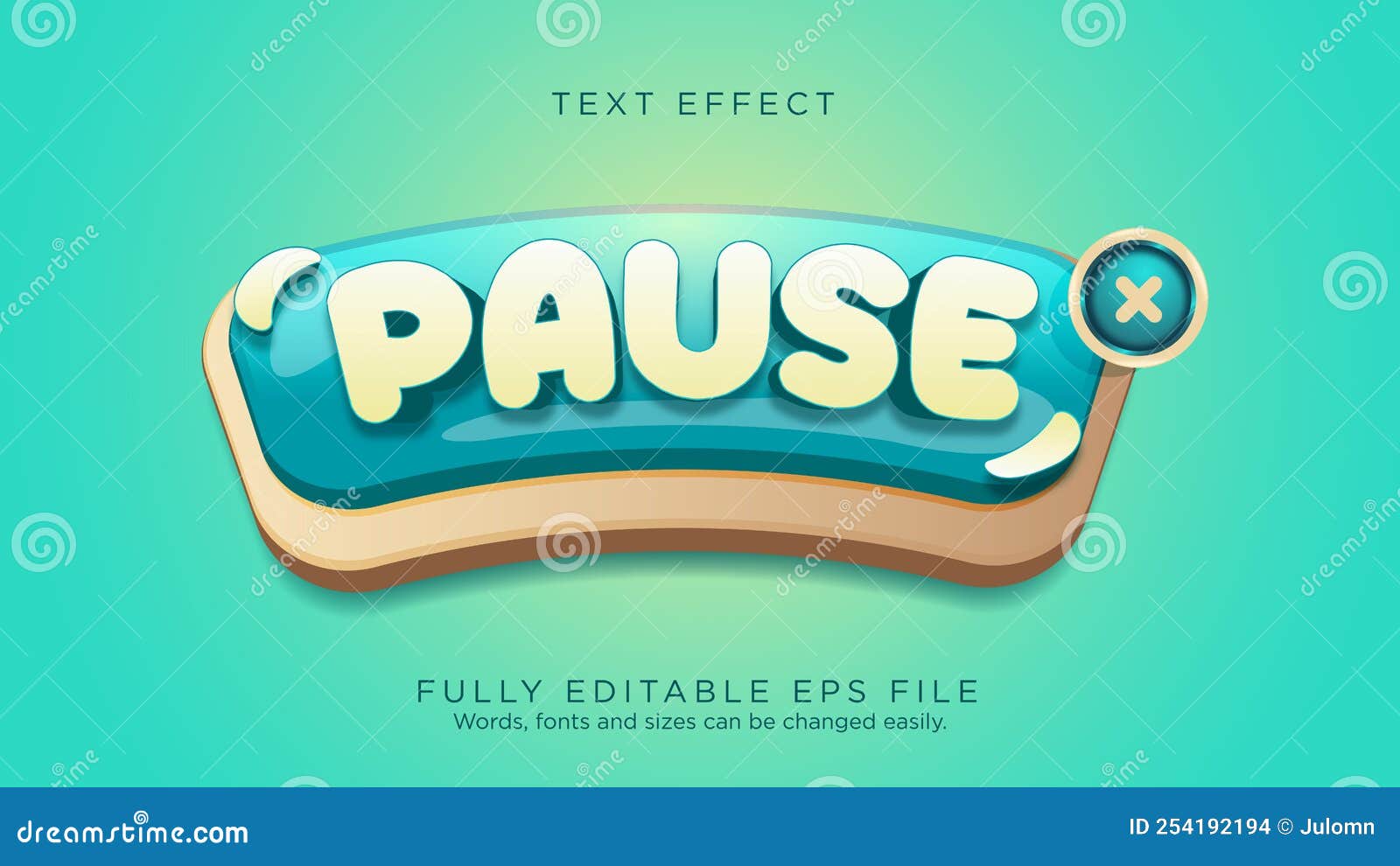Pause Game Ui Button Text Effect Font Type Stock Vector Illustration Of Texture Type 254192194