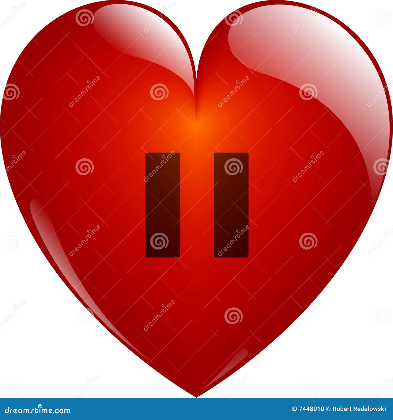 Pause. Glassy Heart. stock illustration. Illustration of glare - 7448010