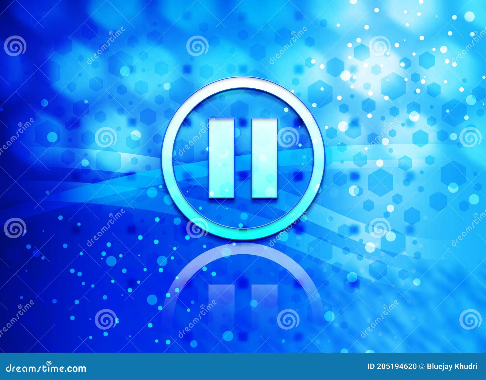 Pause Icon Abstract Light Cyan Blue Hexagon Pattern Background Stock ...