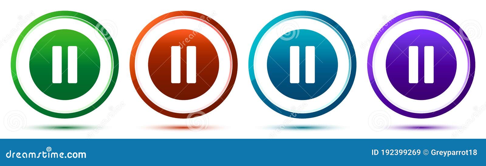 Pause Icon Artistic Frame Round Button Set Illustration Stock Vector ...