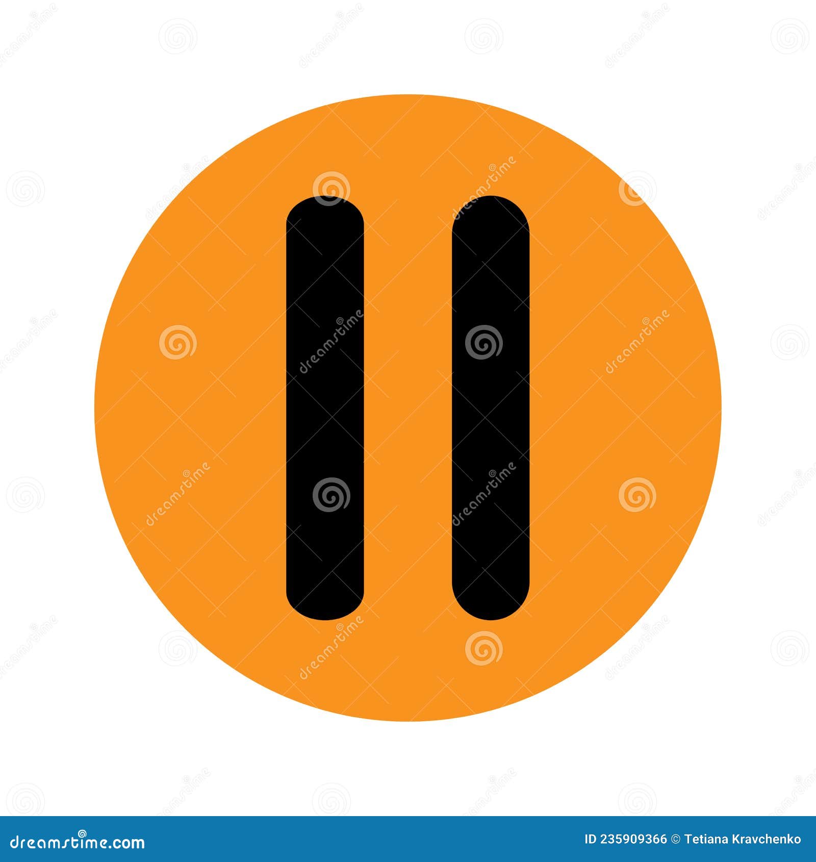 Pause Icon. Black Sign in Orange Circle. Mobile App Element. Multimedia ...