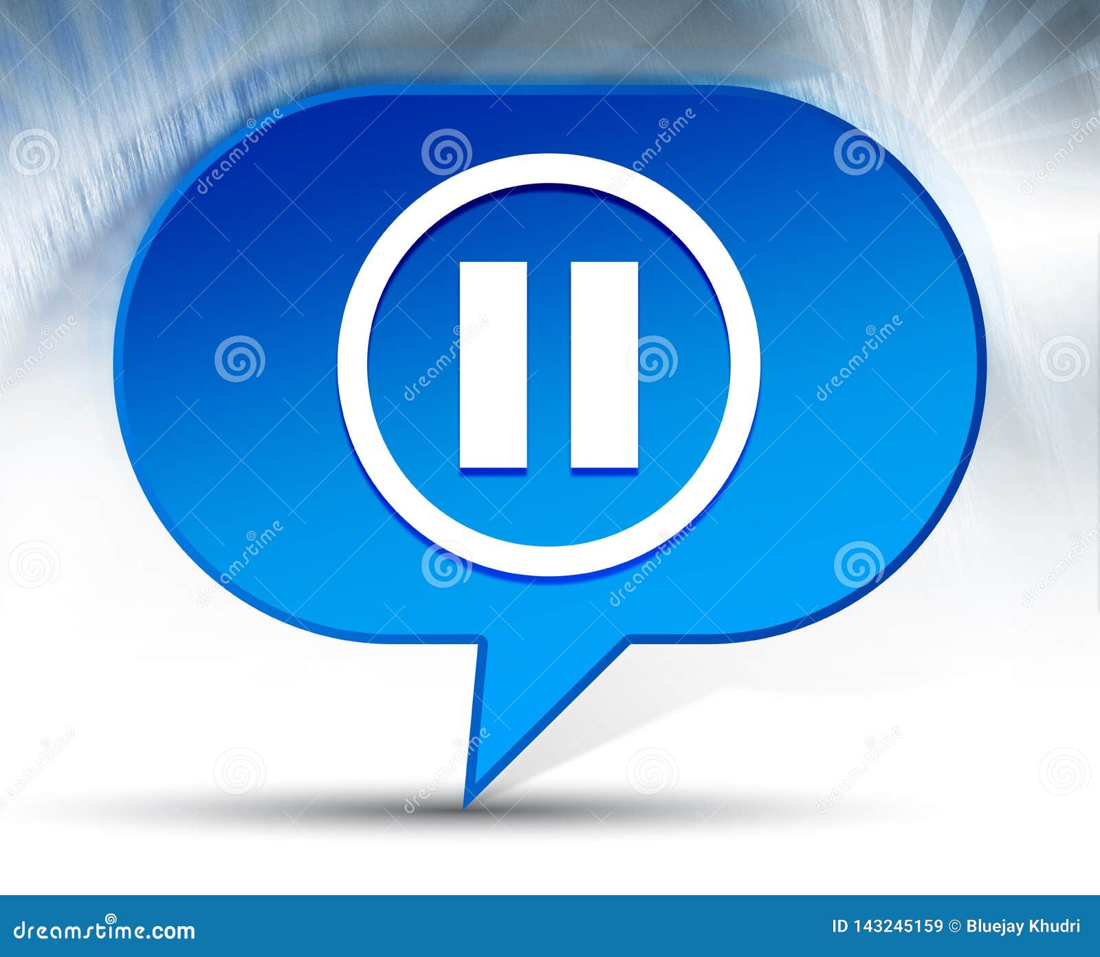 Pause Icon Blue Bubble Background Stock Illustration - Illustration of ...