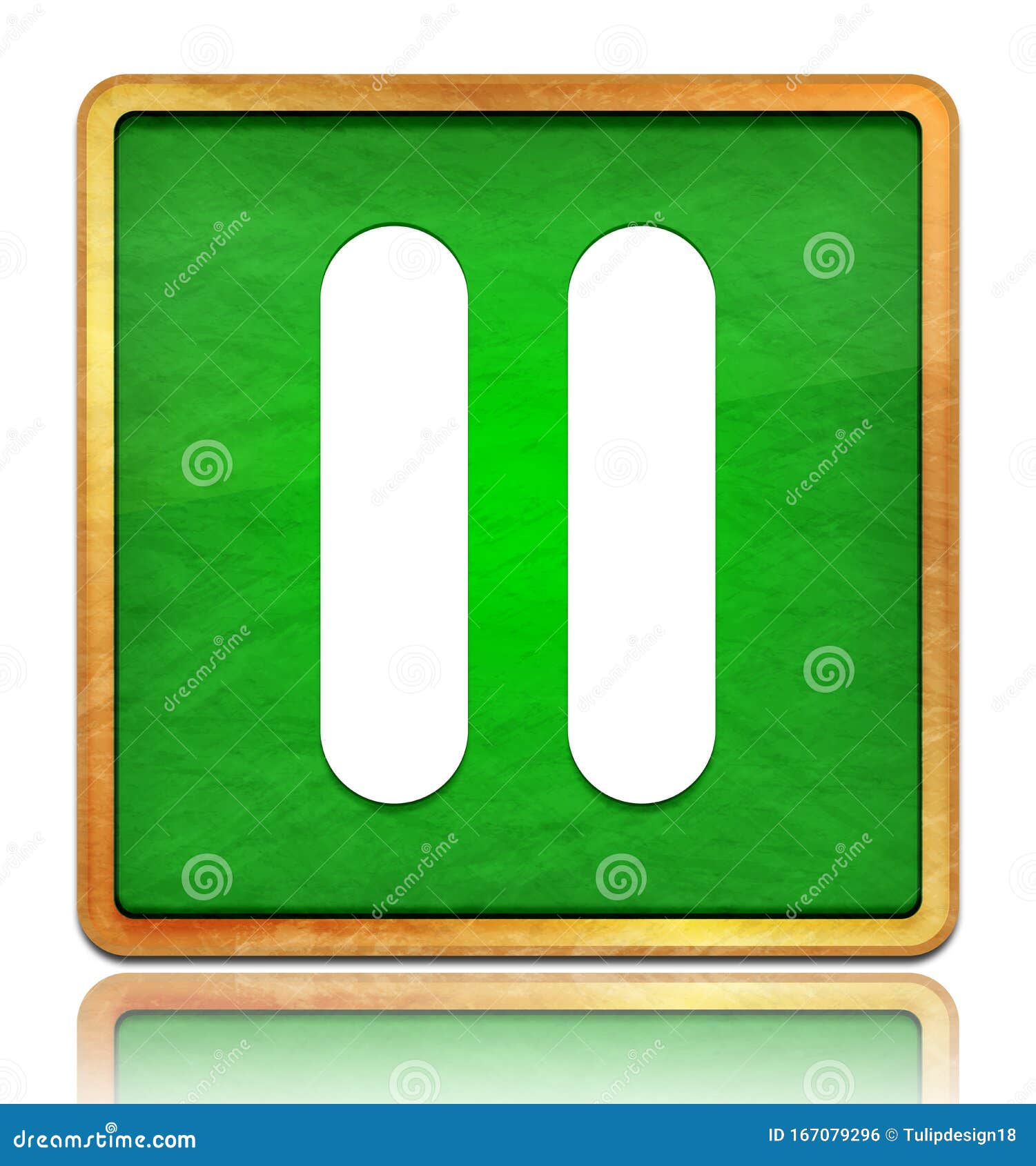 Pause Icon Chalk Board Green Square Button Slate Texture Wooden Frame ...