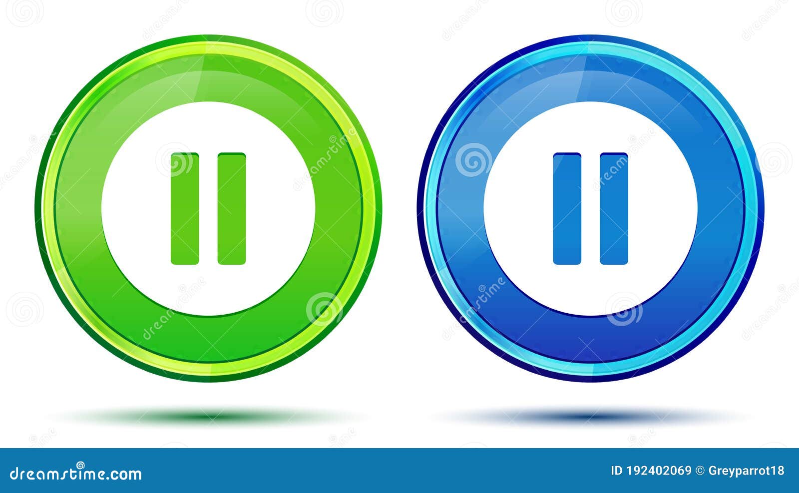 Pause Icon Creative Natural Round Button Set Illustration Stock Vector ...