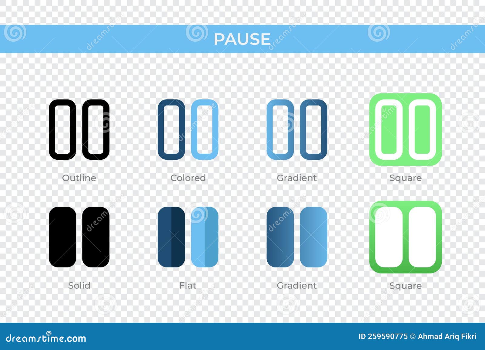 Pause Icon in Different Style. Pause Vector Icons Designed in Outline ...