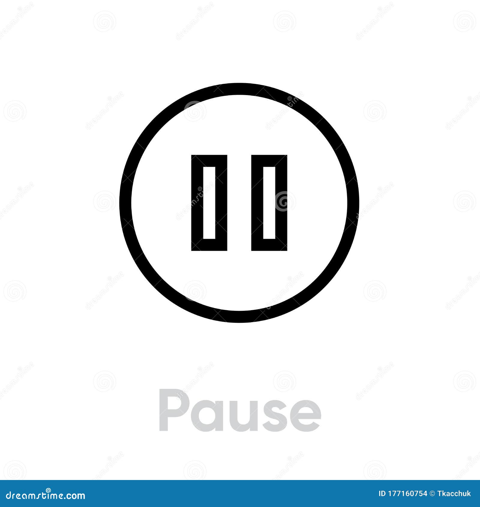 Pause Icon. Editable Vector Outline Stock Vector - Illustration of play ...