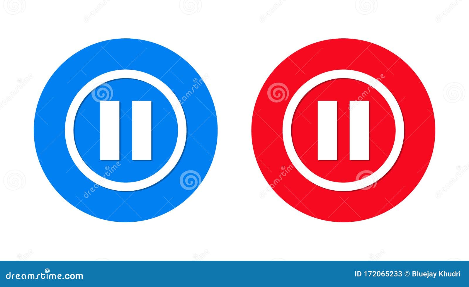 Pause Icon Flat Trendy Round Button Set Stock Vector - Illustration of ...