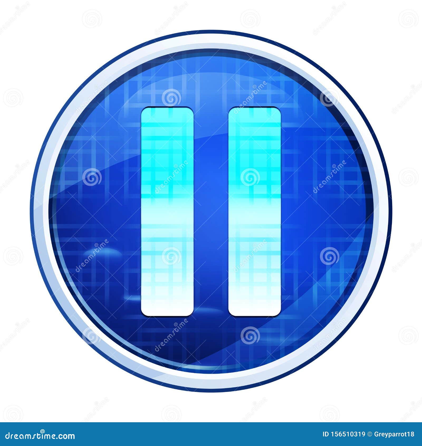Pause Icon Futuristic Blue Round Button Vector Illustration Stock ...
