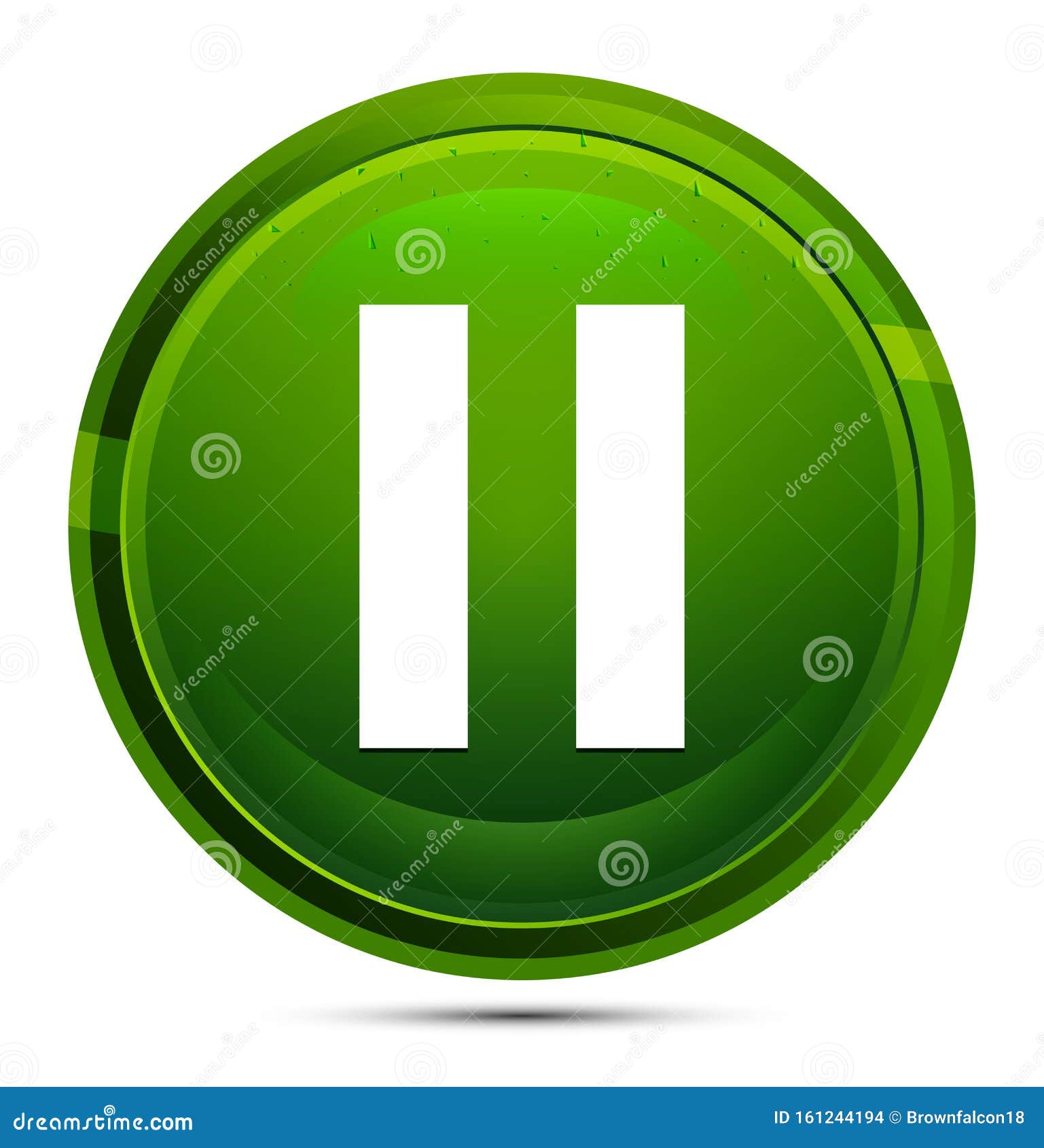 Pause Icon Glassy Green Round Button Illustration Stock Vector ...