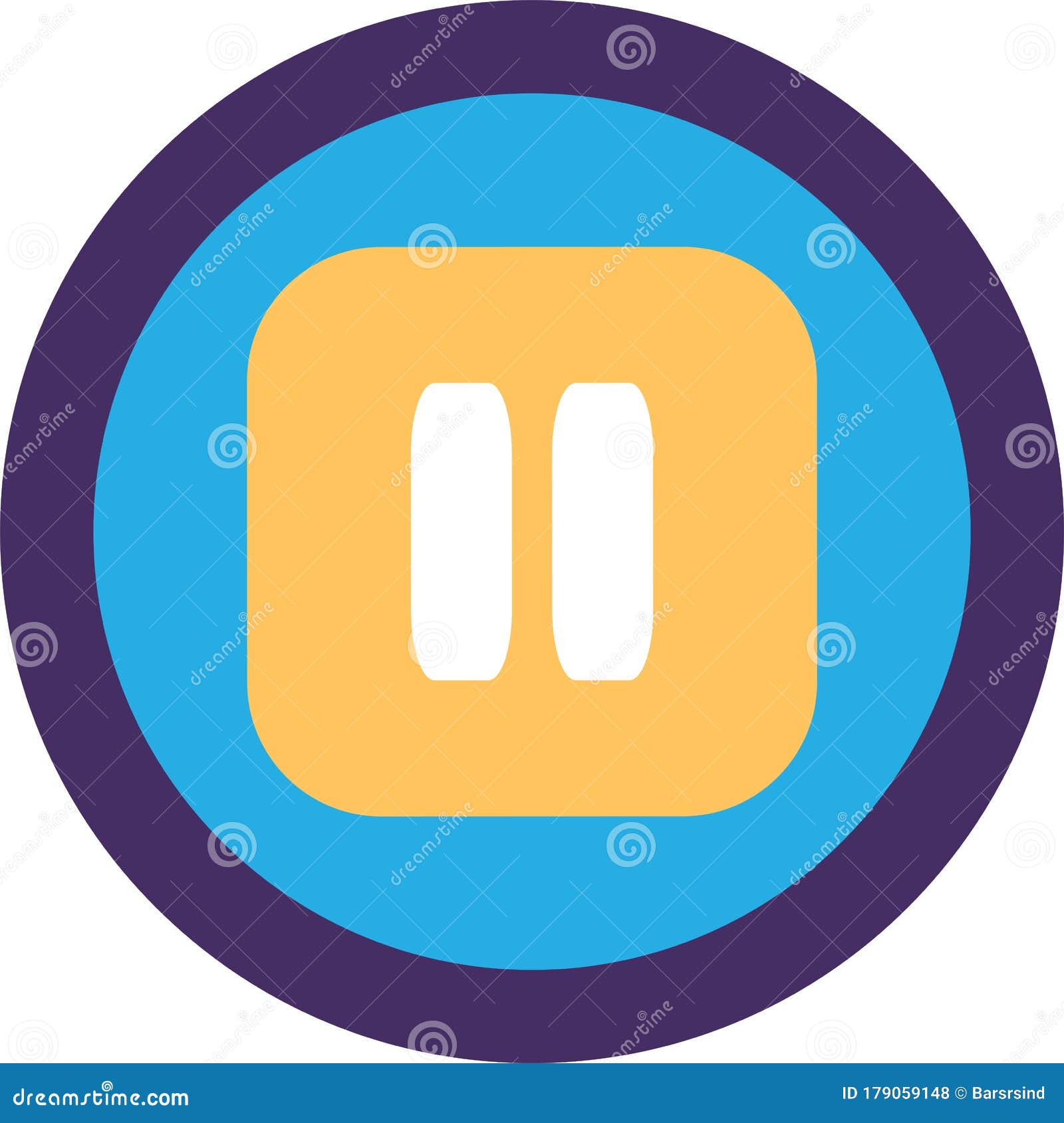 Pause Icon, Media Player Button Sign Flat Design Stock Illustration ...