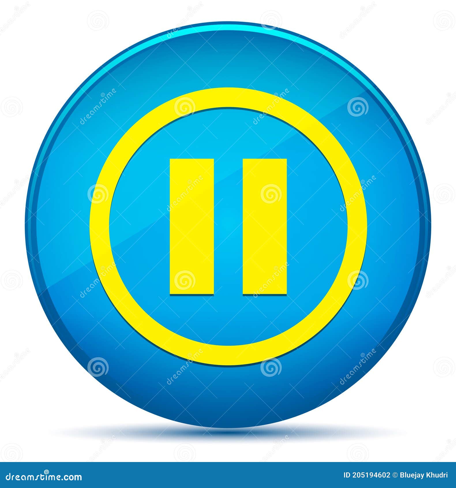 Pause Icon Modern Flat Cyan Blue Round Button Stock Illustration - Illustration of moment ...