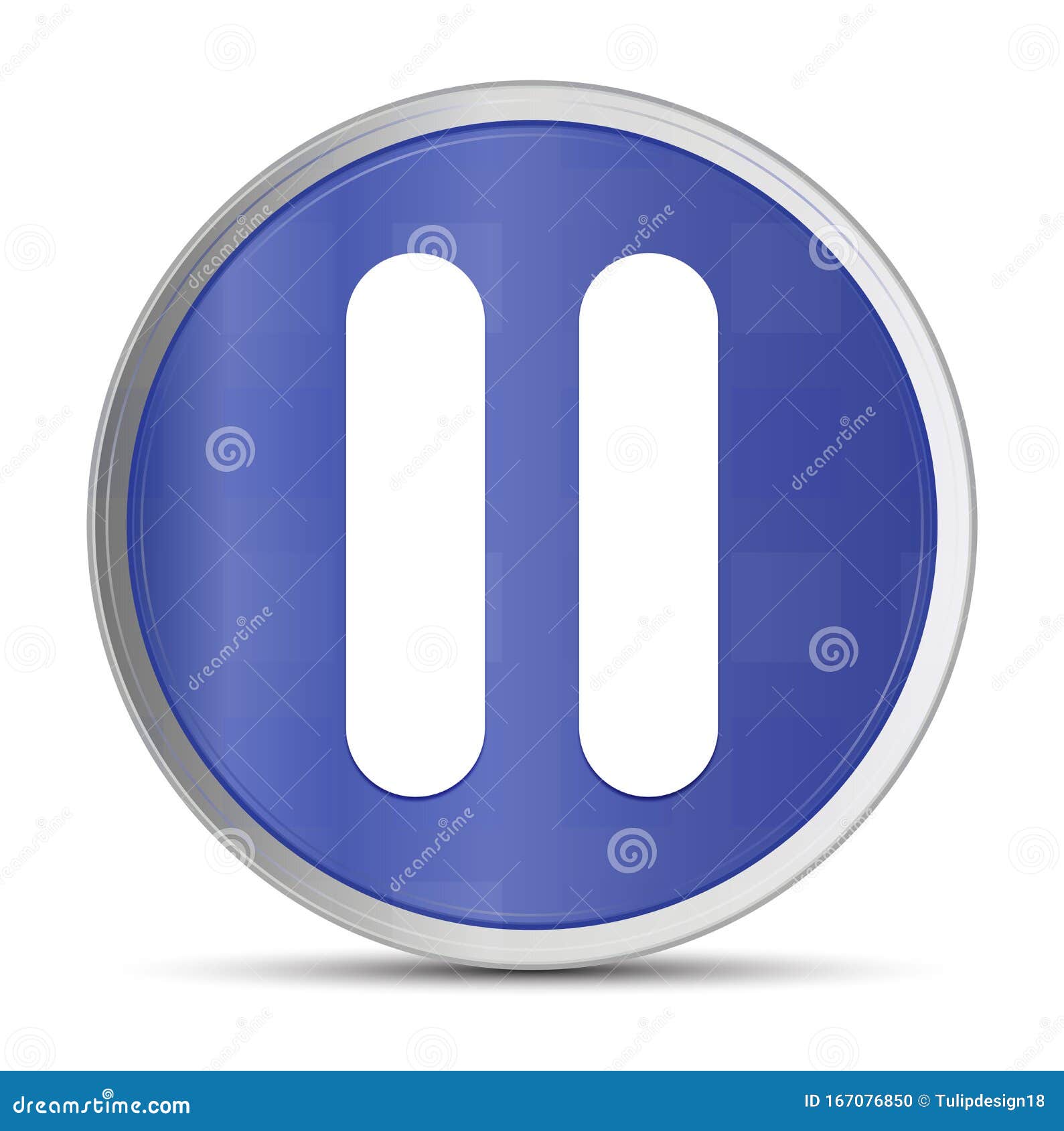 Pause Icon Prime Blue Round Button Vector Illustration Design Silver ...