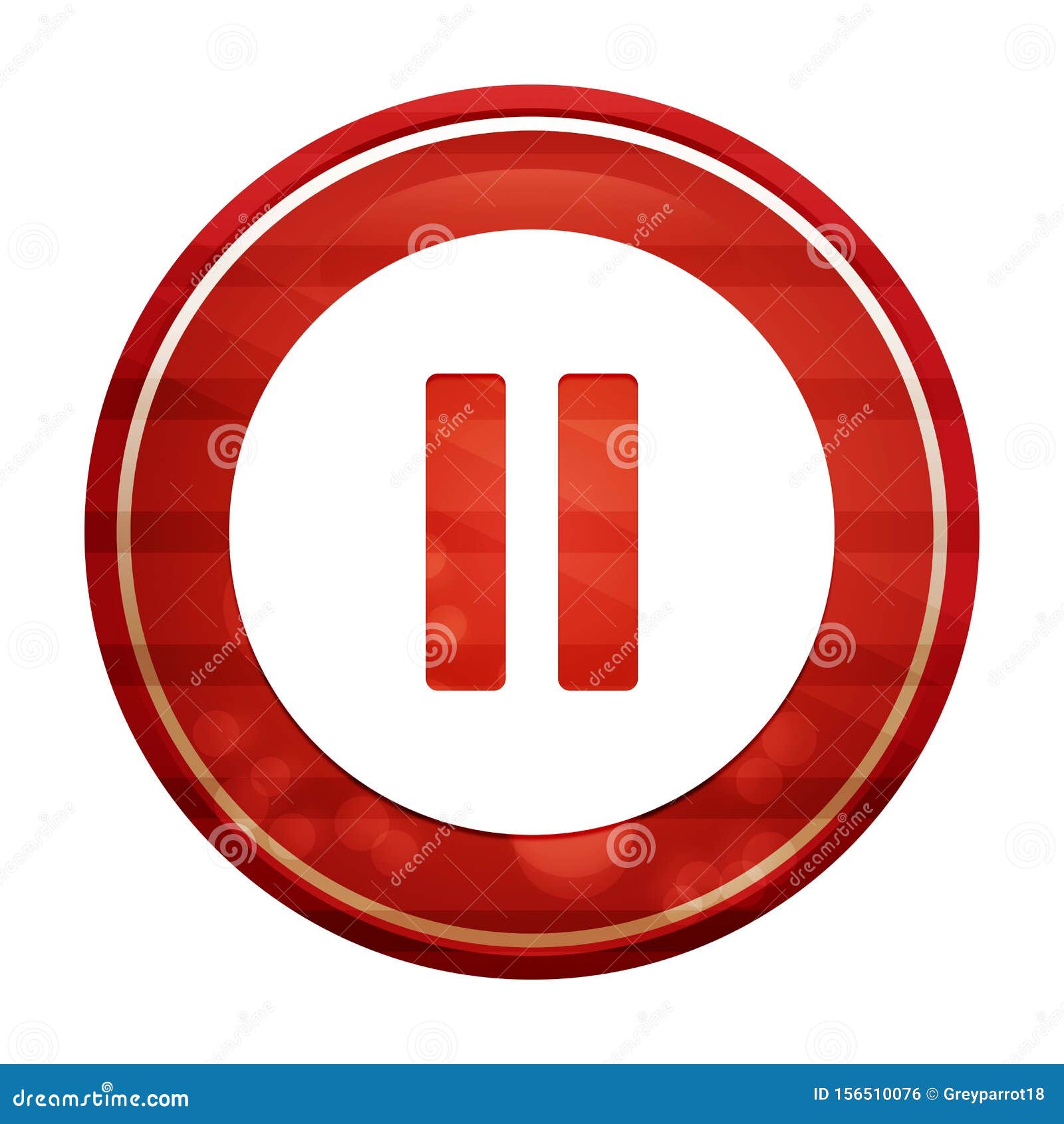 Pause Icon Realistic Diagonal Motion Red Round Button Illustration ...