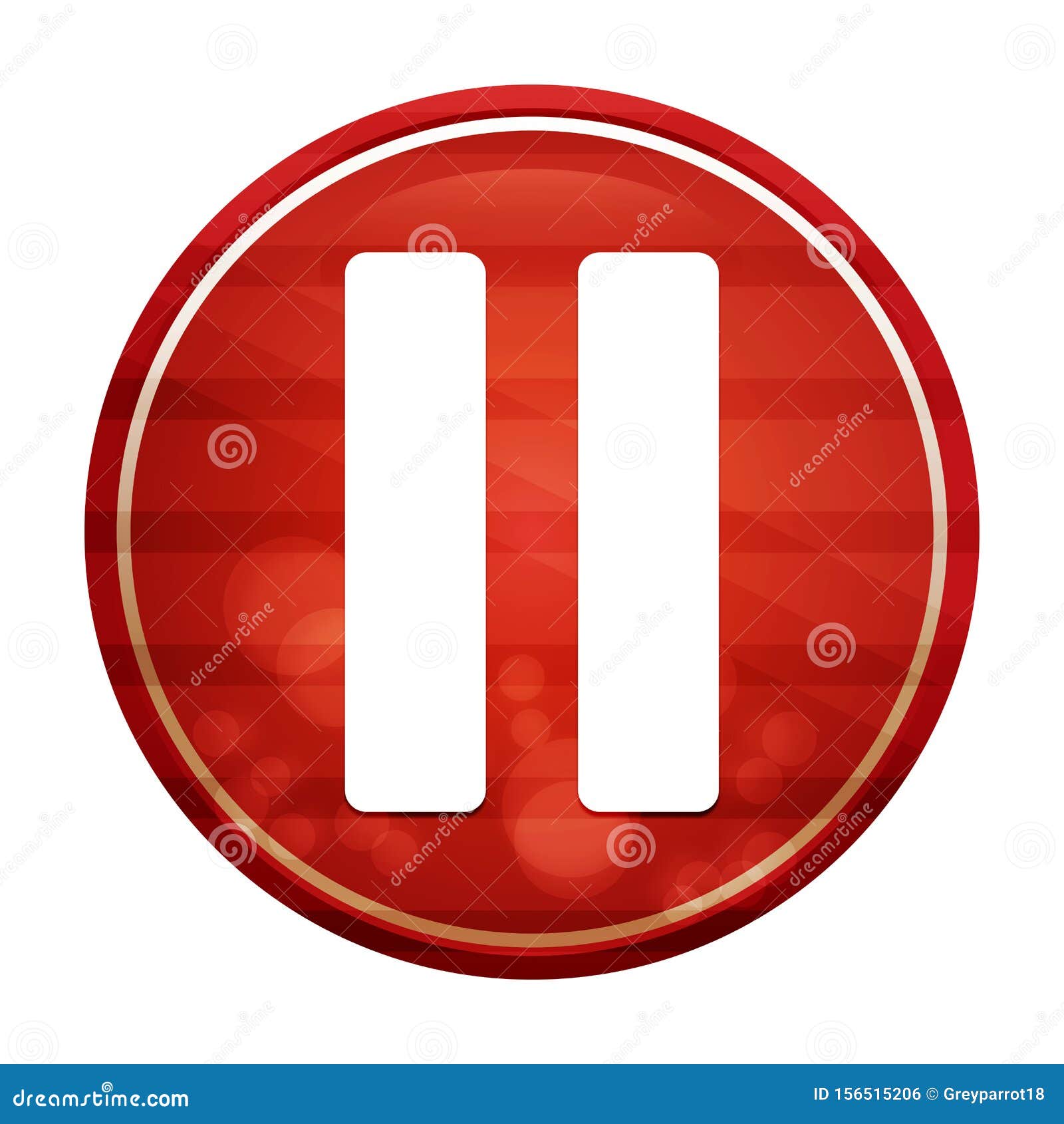 Pause Icon Realistic Diagonal Motion Red Round Button Illustration ...
