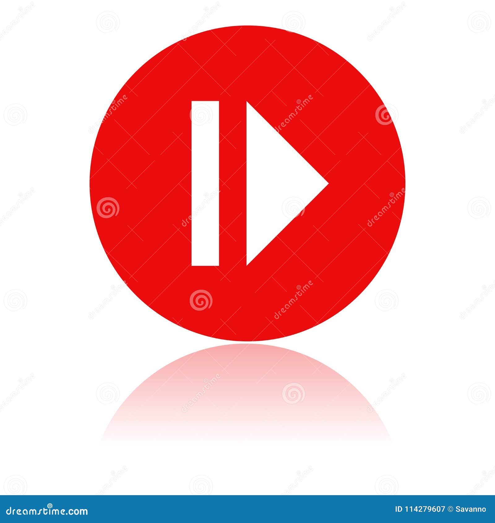 PAUSE Icon. Round Red Icon with Reflection Stock Vector - Illustration ...
