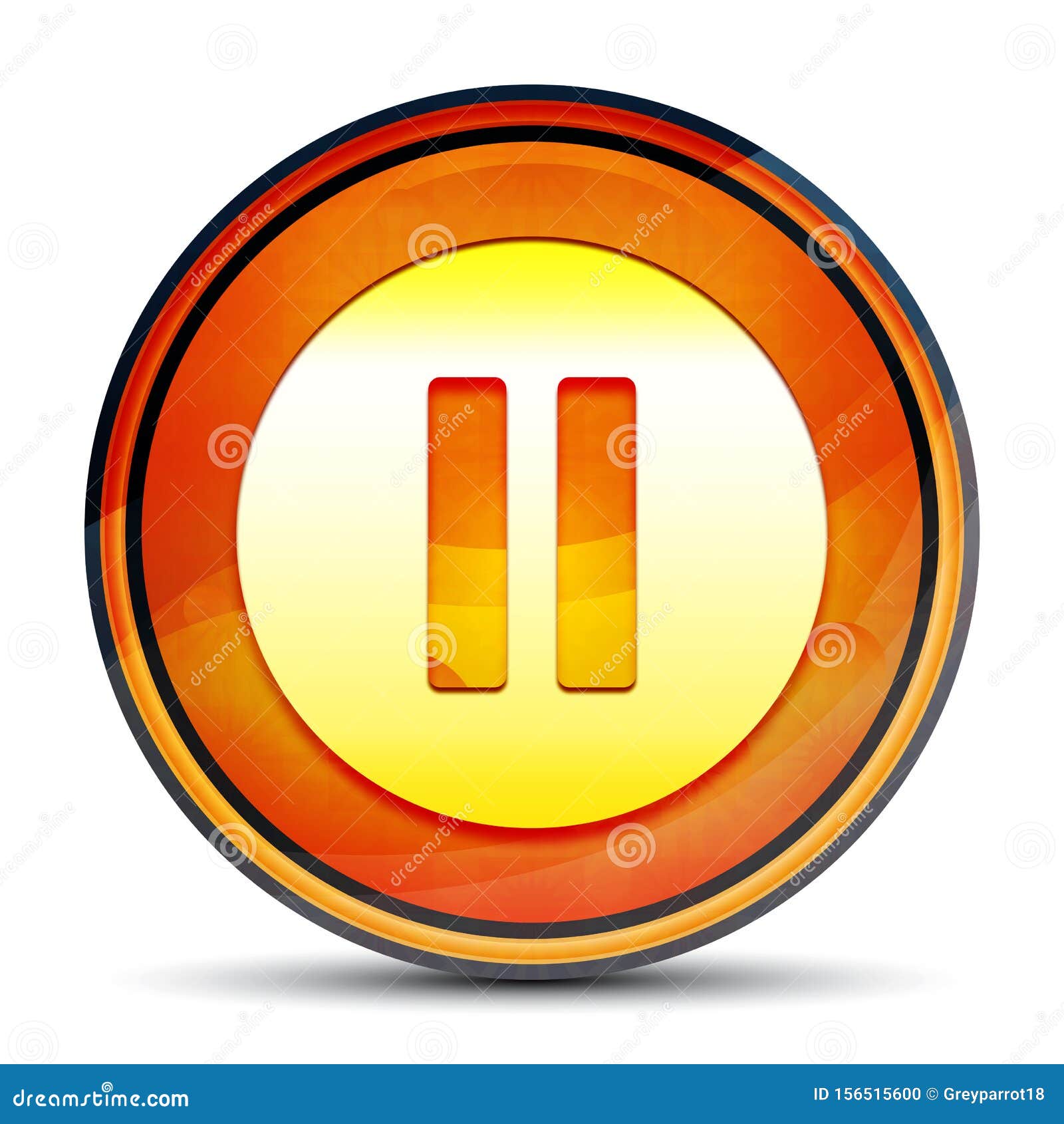 Pause Icon Shiny Bright Orange Round Button Illustration Stock ...
