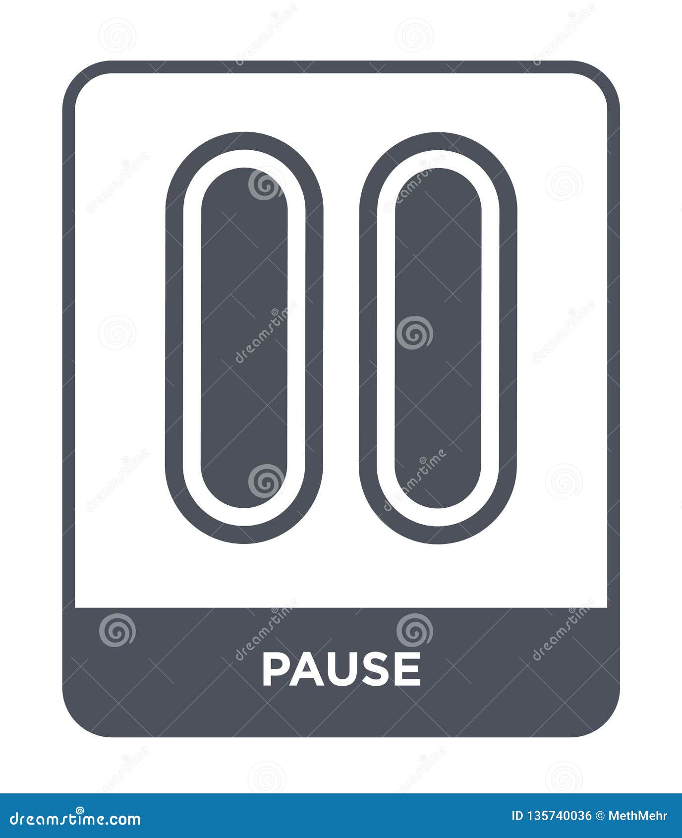 Pause Icon in Trendy Design Style. Pause Icon Isolated on White ...