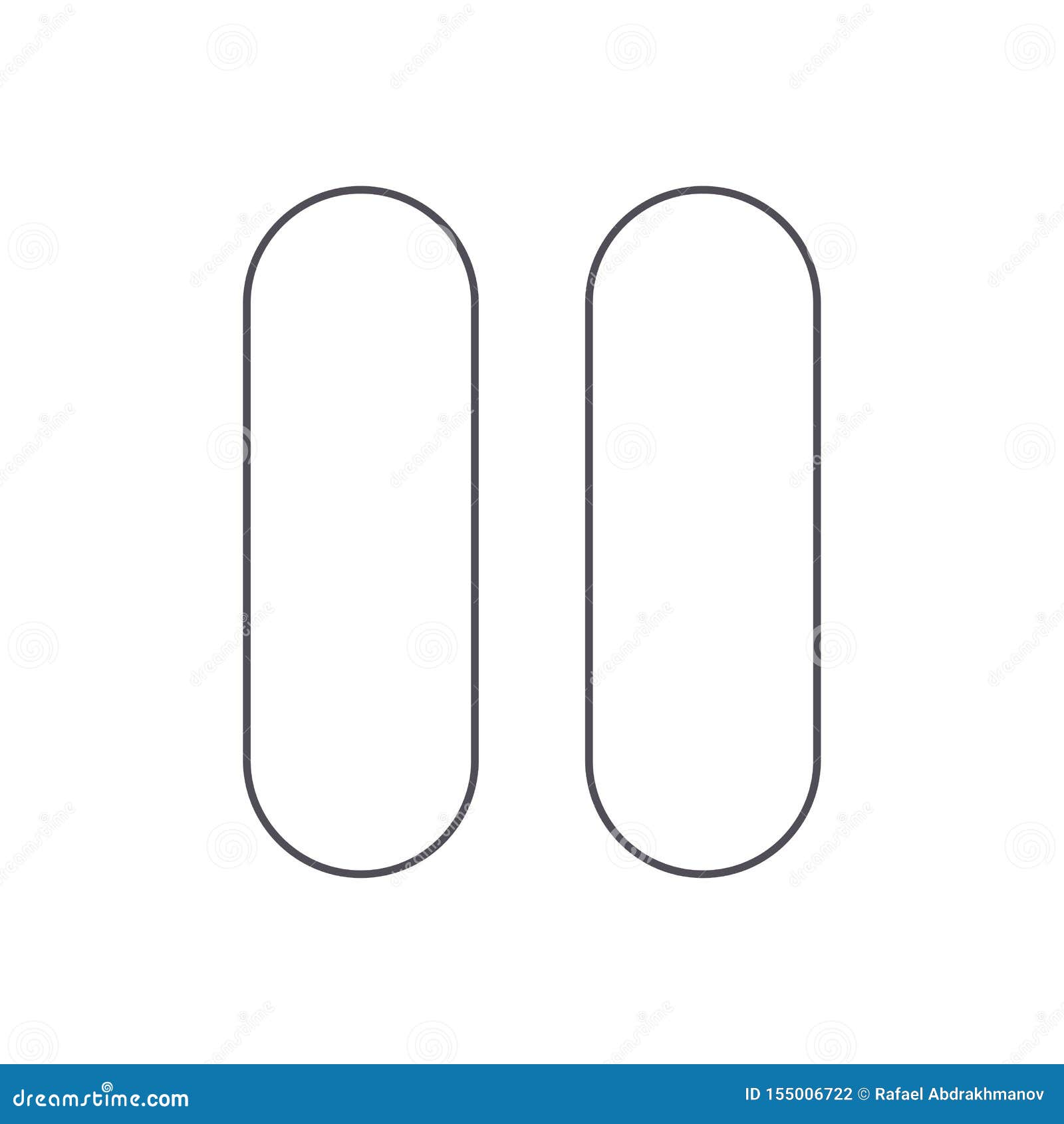 Pause Outline Icon. Flat Multimedia Control Button Vector Sign Stock ...