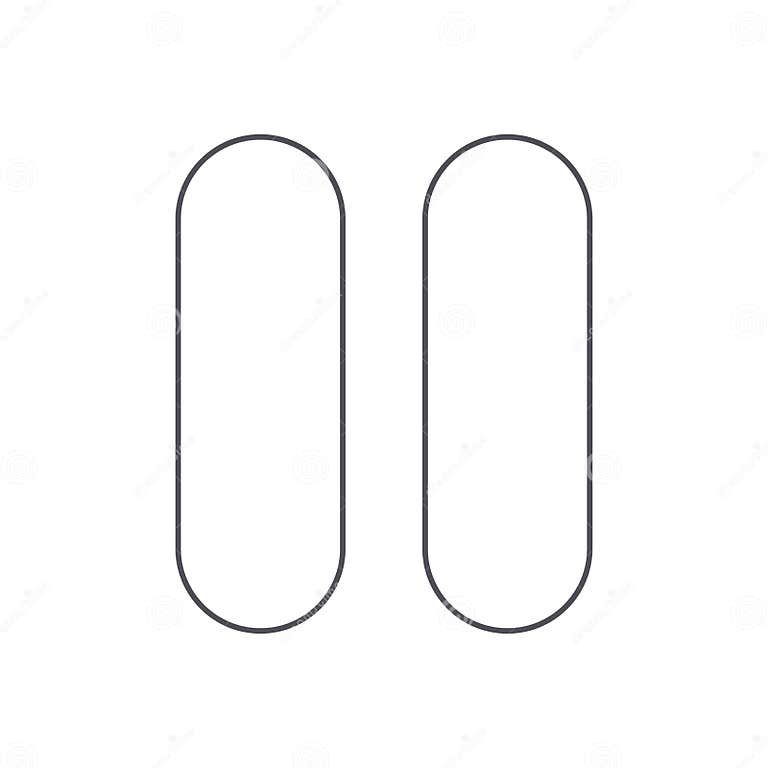 Pause Outline Icon. Flat Multimedia Control Button Vector Sign Stock ...