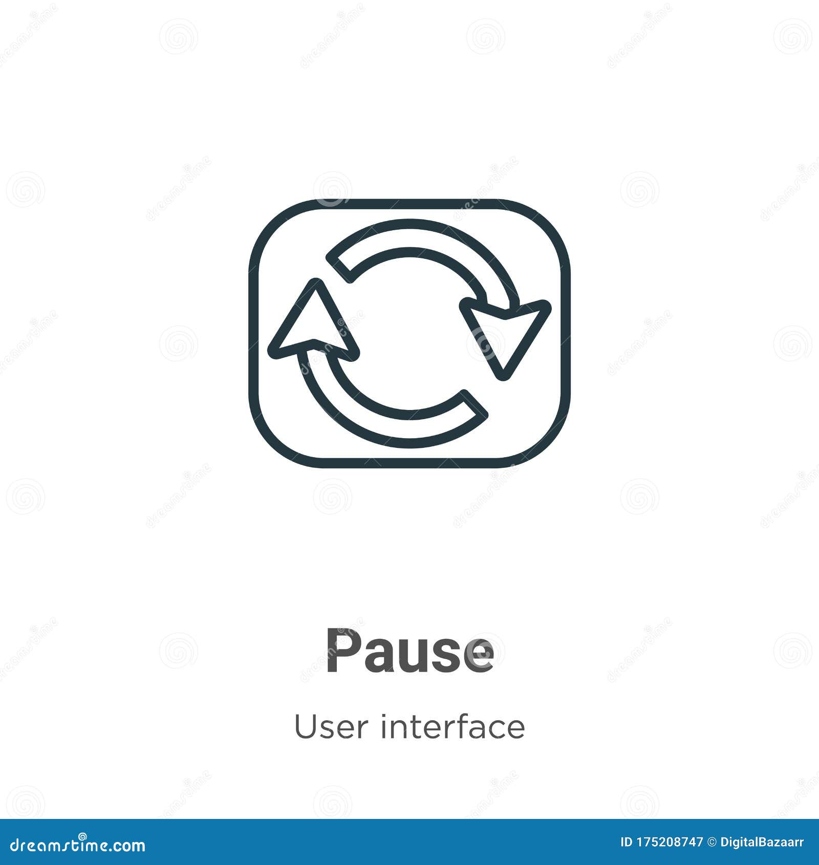 Pause Outline Vector Icon. Thin Line Black Pause Icon, Flat Vector ...