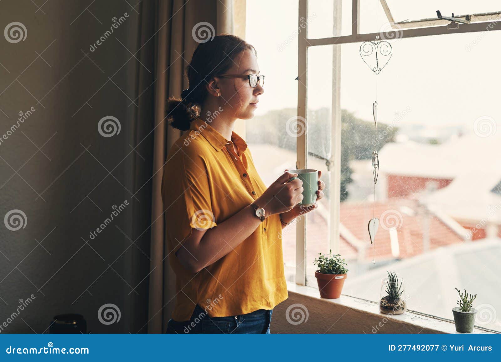 A Pause Puts it into Perspective. a Young Woman Having Coffee and ...
