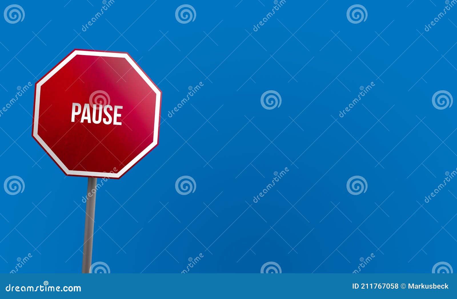 Pause - Red Sign with Blue Sky Stock Illustration - Illustration of ...