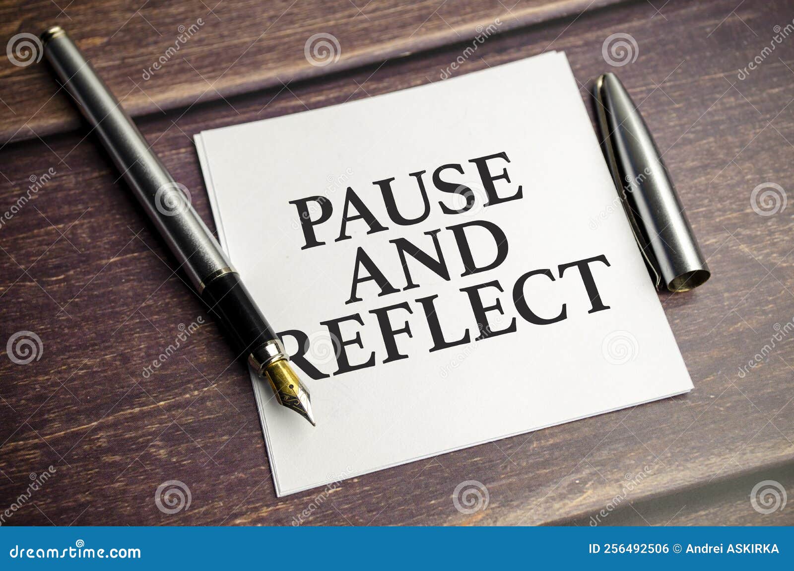 Pause and Reflect the Phrase on White Paper and Pen Stock Photo - Image ...
