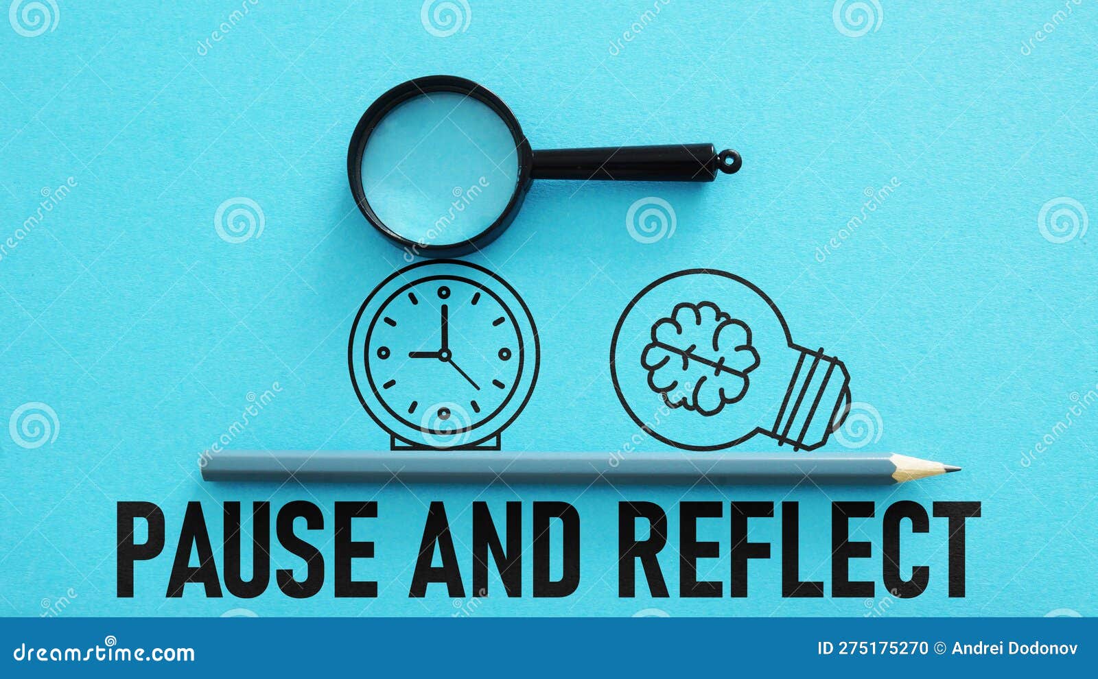 Pause and Reflect is Shown Using the Text Stock Photo - Image of stop ...