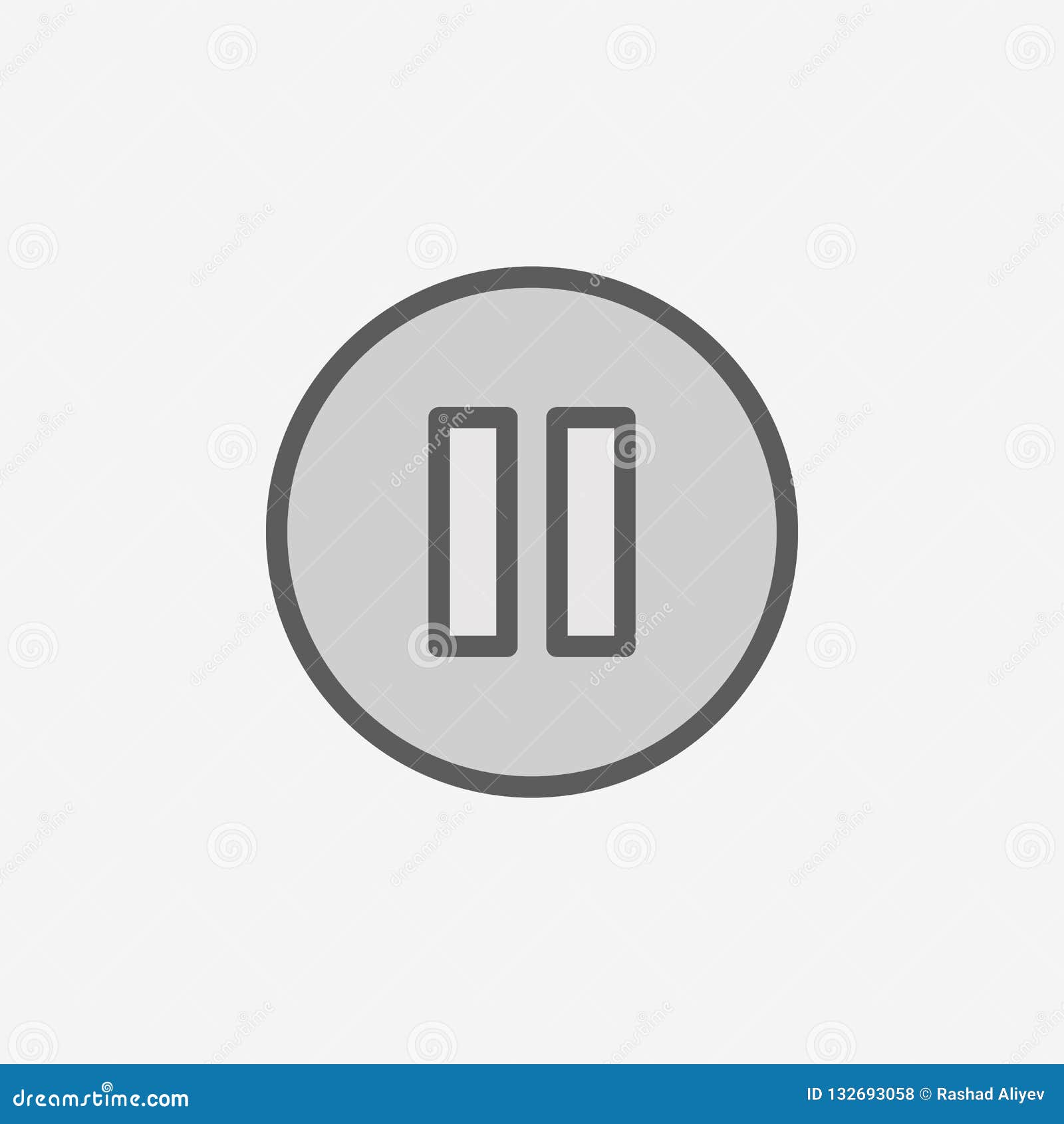Pause Sign in a Circle Field Outline Icon. Element of 2 Color Simple ...