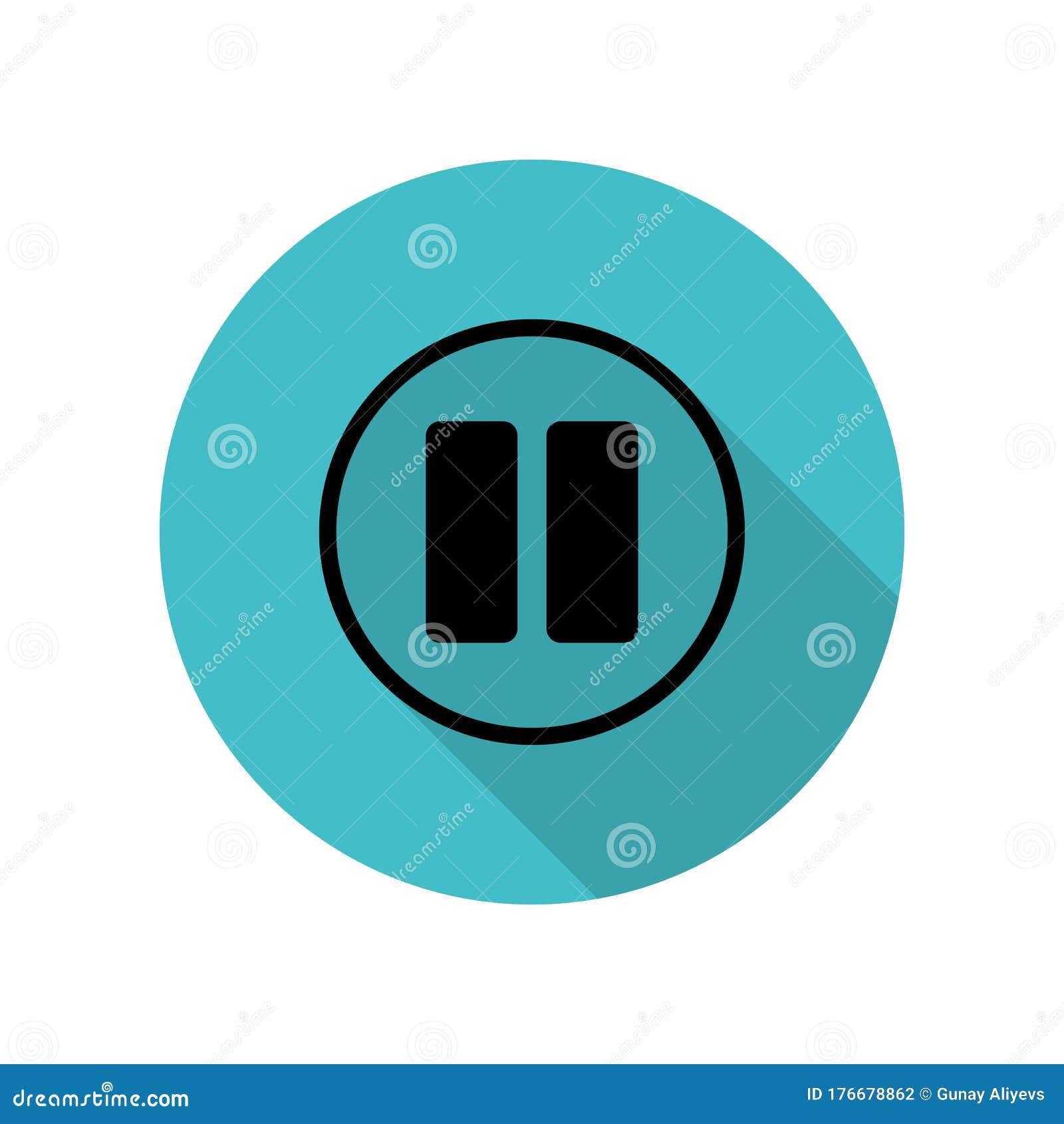 Pause Sign Long Shadow Icon. Simple Glyph, Flat Vector of Web Icons for ...