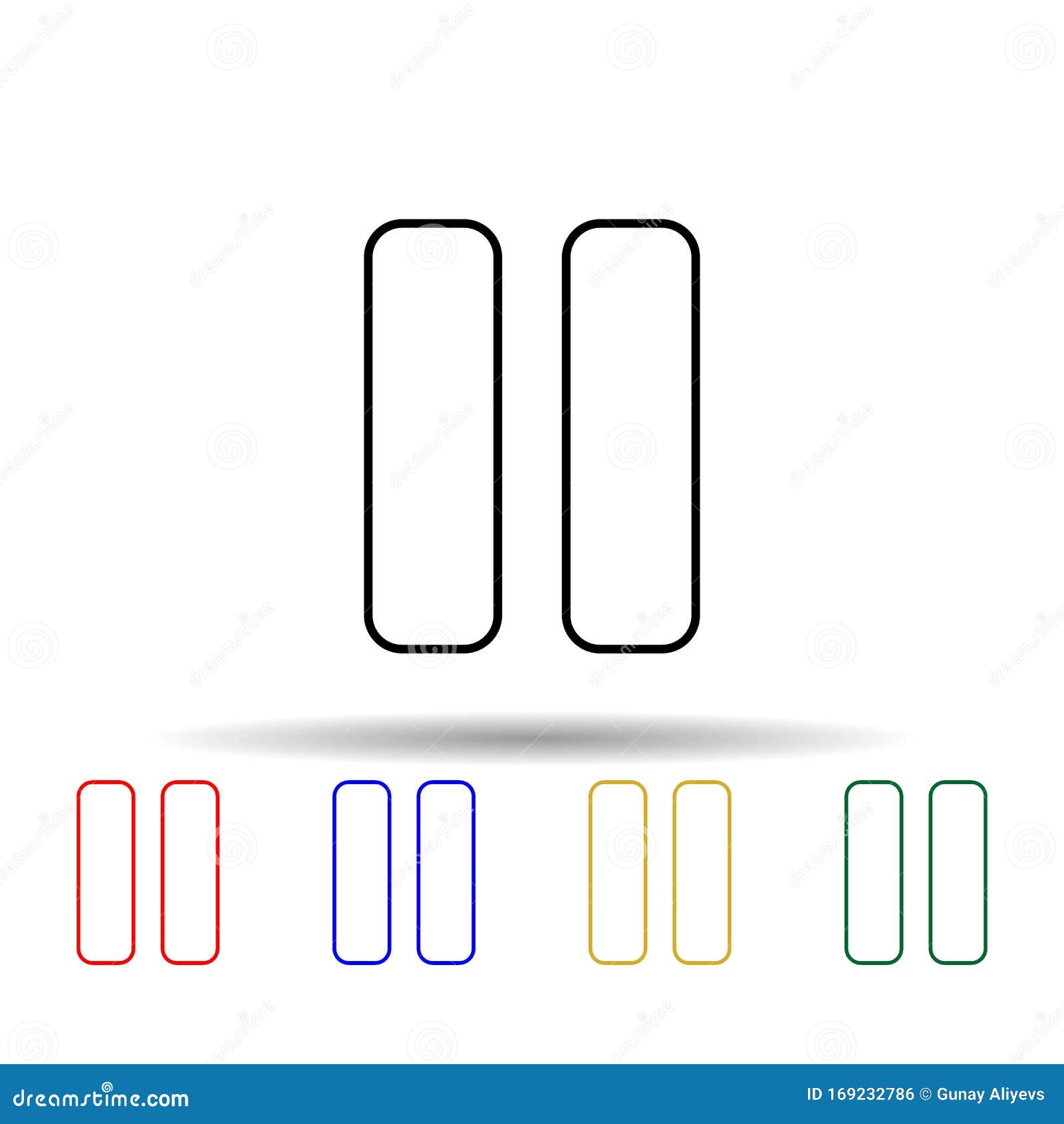 Pause Sign Multi Color Style Icon. Simple Thin Line, Outline Vector of ...