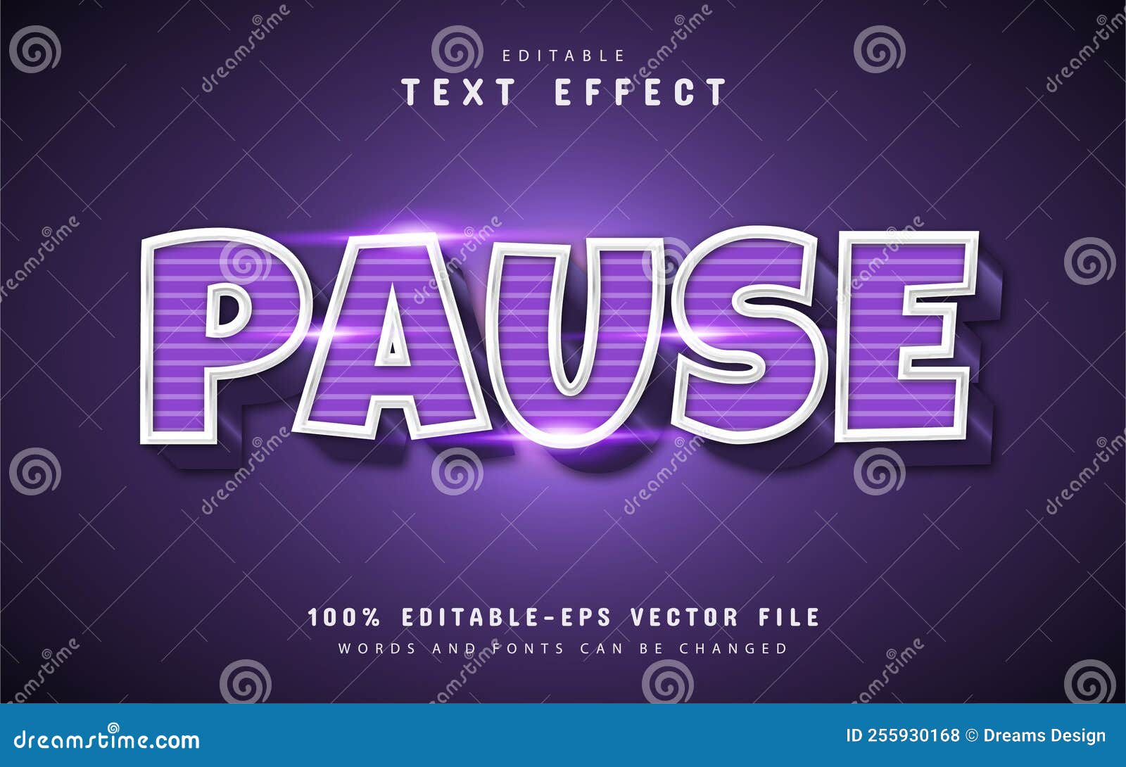 Pause Text Effect With Line Pattern Stock Vector Illustration Of