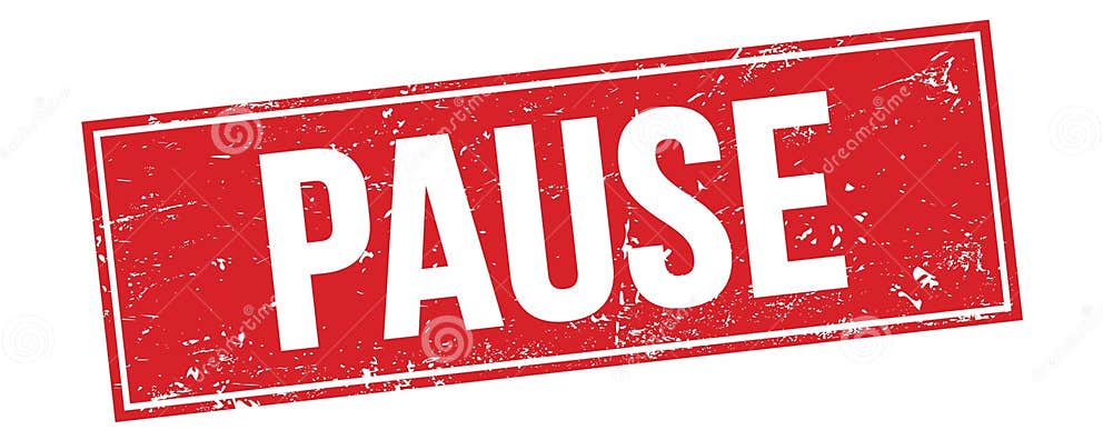 PAUSE Text on Red Grungy Rectangle Stamp Stock Illustration ...