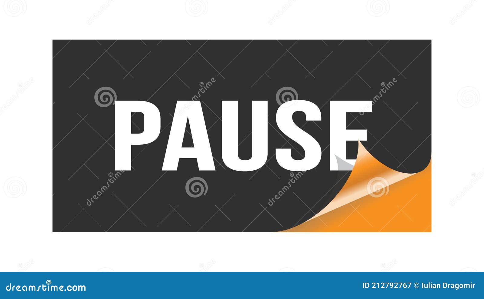 PAUSE Text Written on Black Orange Sticker Stock Illustration ...