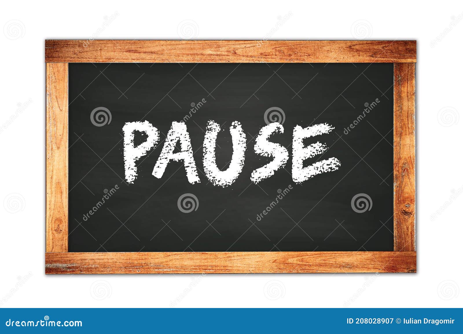 PAUSE Text Written on Wooden Frame School Blackboard Stock Illustration ...