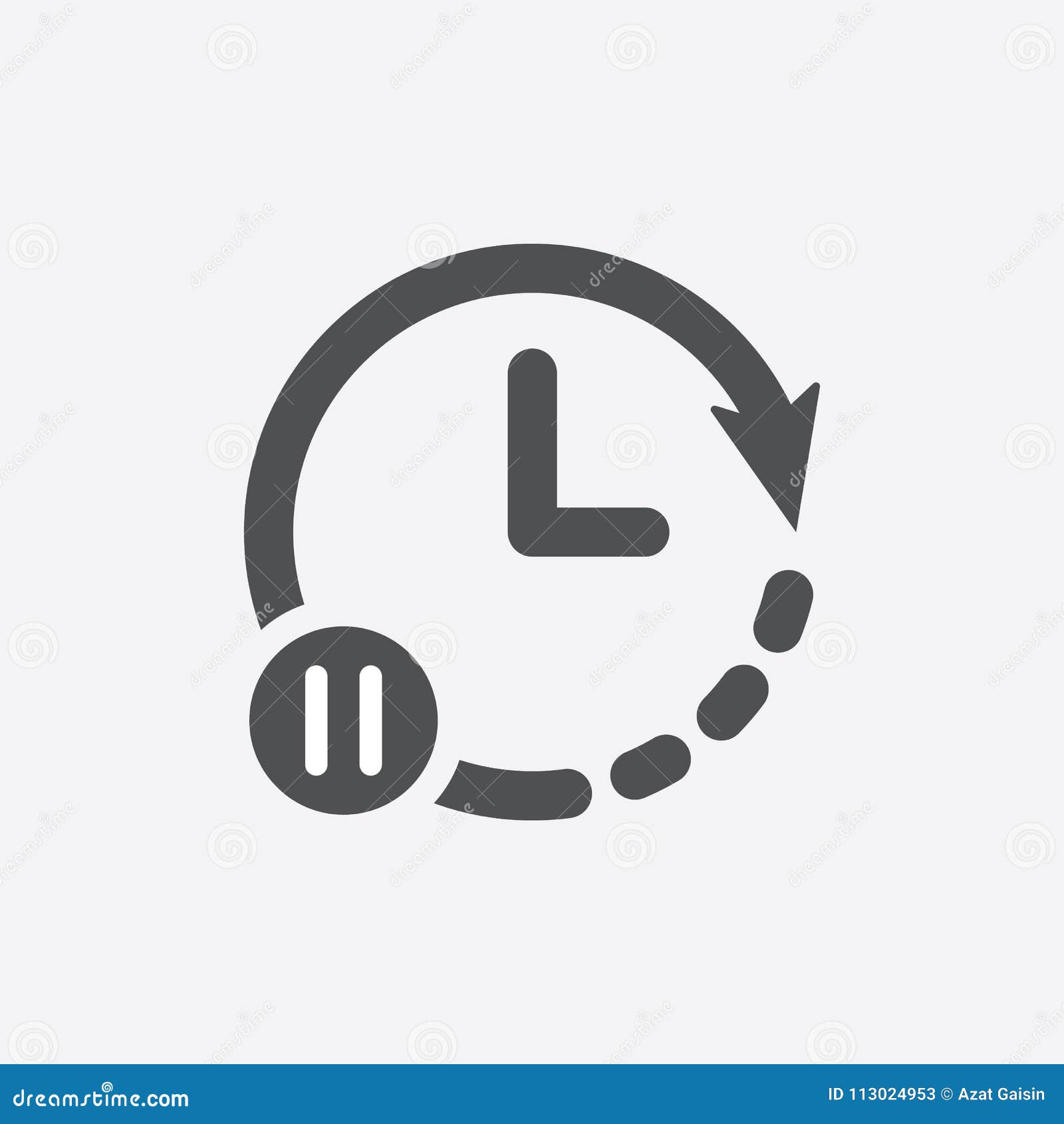 Pause Time Icon stock vector. Illustration of clock - 113024953