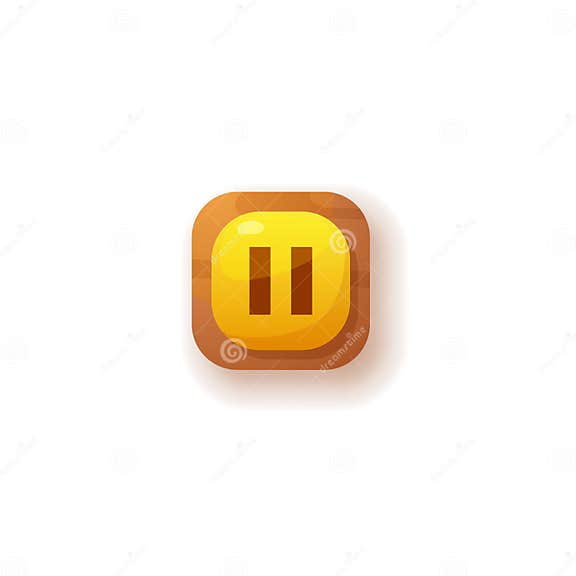 Pause Ui Button Icon, Push Button Yellow Square Symbol, Media or Audio ...