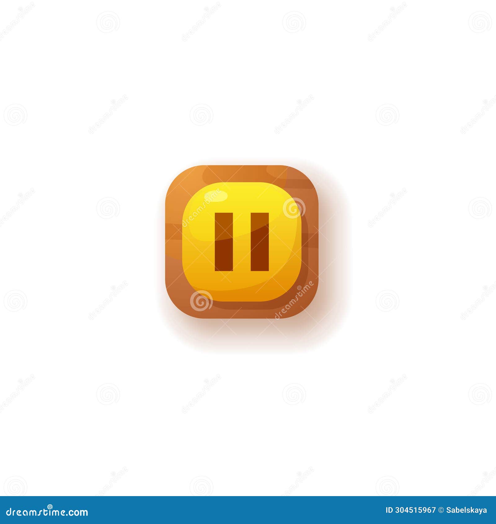 Pause Ui Button Icon, Push Button Yellow Square Symbol, Media or Audio ...