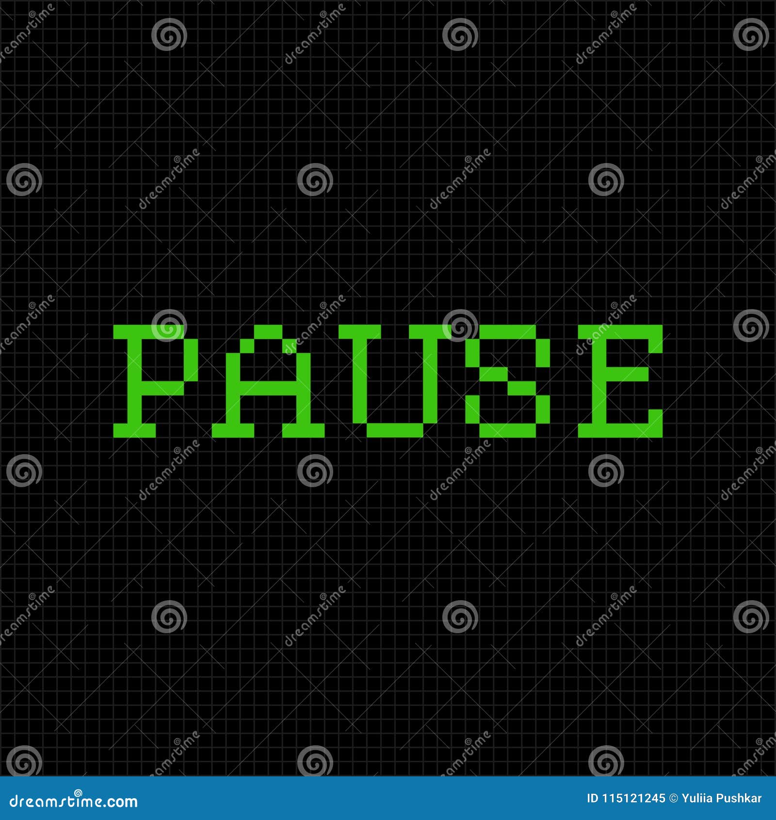 Pause. Vector Pixel Text Message. Pixel Art Font Stock Vector ...