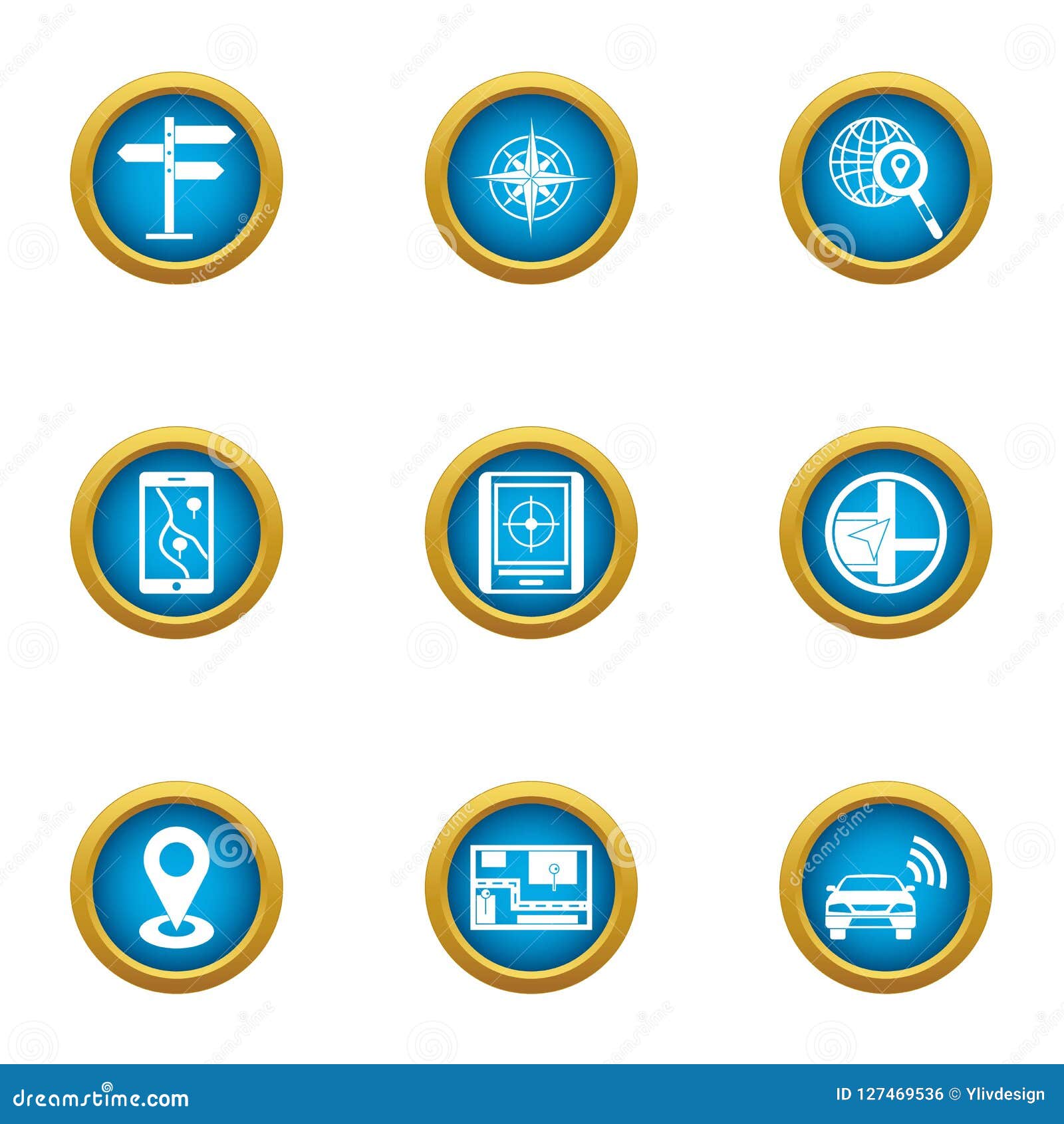 Pave the Way Icons Set, Flat Style Stock Vector - Illustration of ...