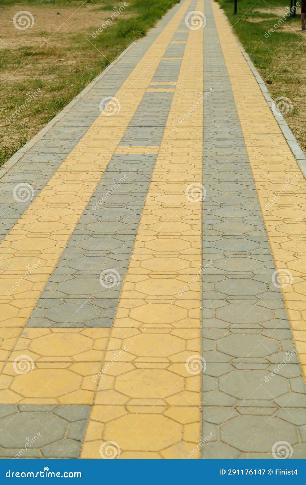 Paved Footpath with Long Slabs of Gray and Orange. Stock Image - Image ...