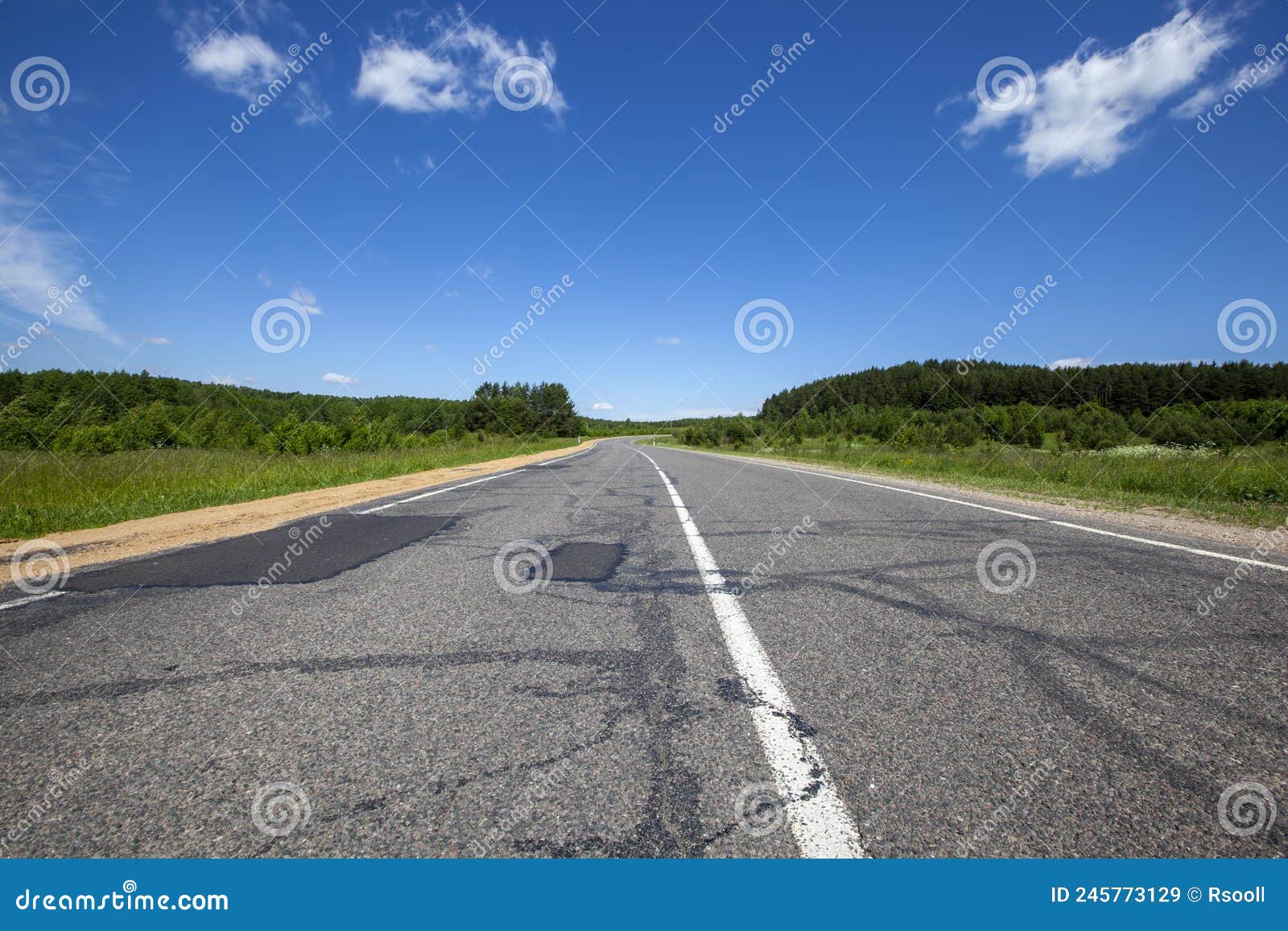 Paved Highway with Blue Sky and Clouds Stock Image - Image of beautiful ...